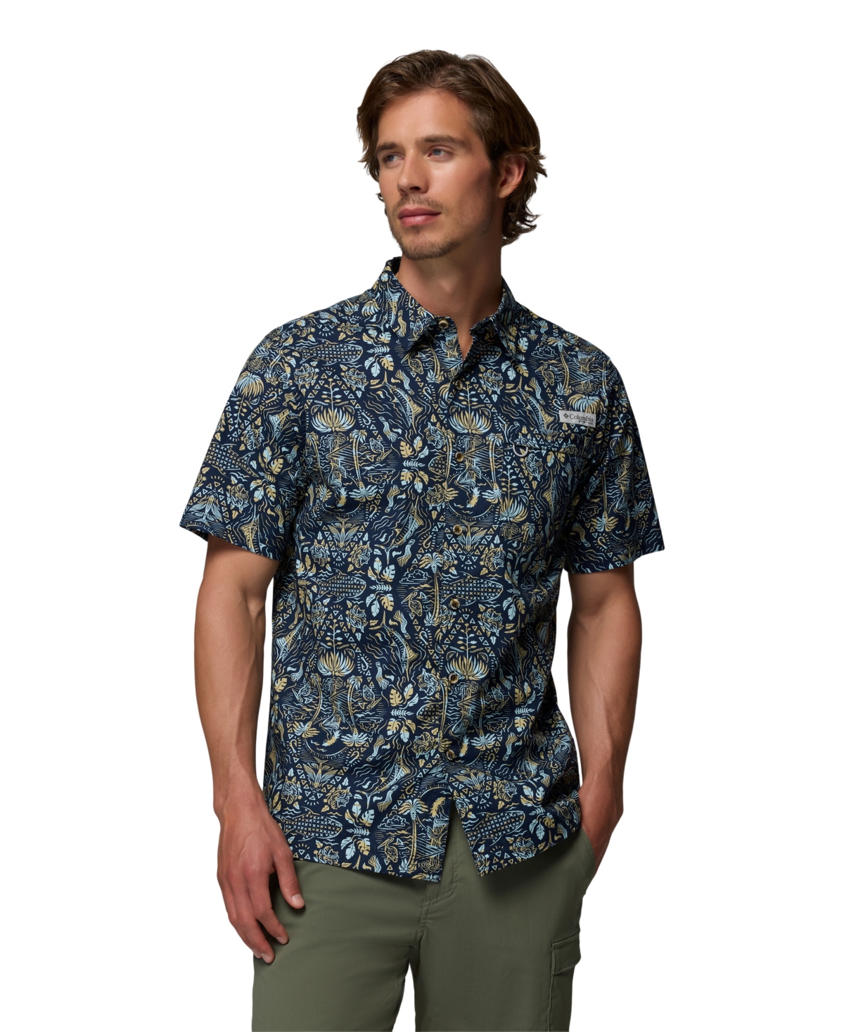 Click here for Columbia Mens Wild Cast Camp Shirt - Collegiate Na... prices