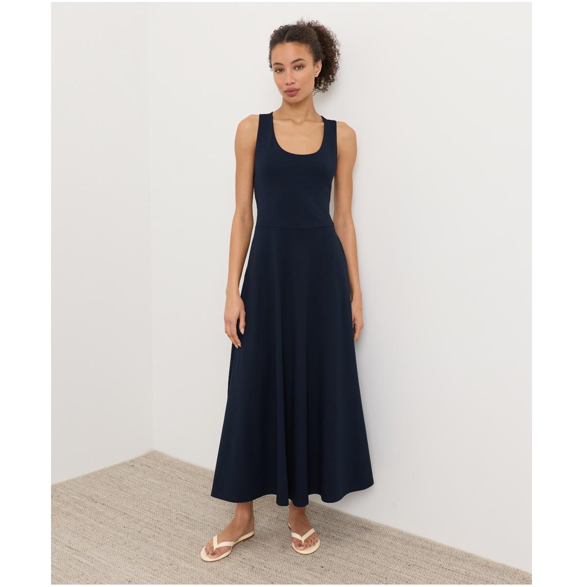 Click here for Pact Womens Fit & Flare Open Back Maxi Dress Made... prices