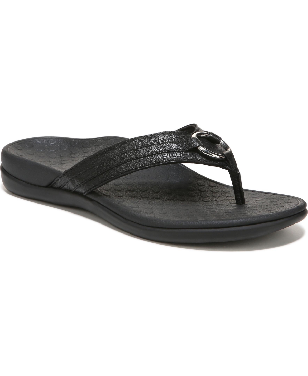 Vionic Womens Aloe Thong Sandals - Black nap leather