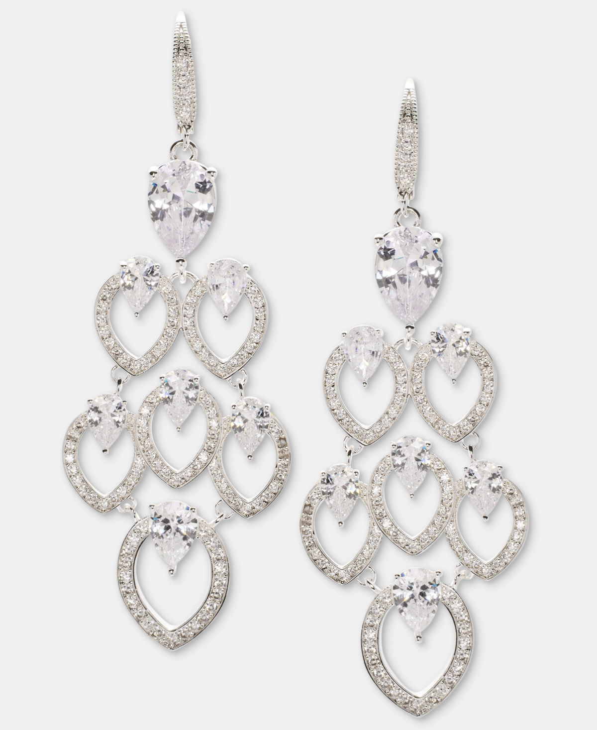 Click here for Anne Klein Silver-Tone Navette Pearl Stone Chandel... prices