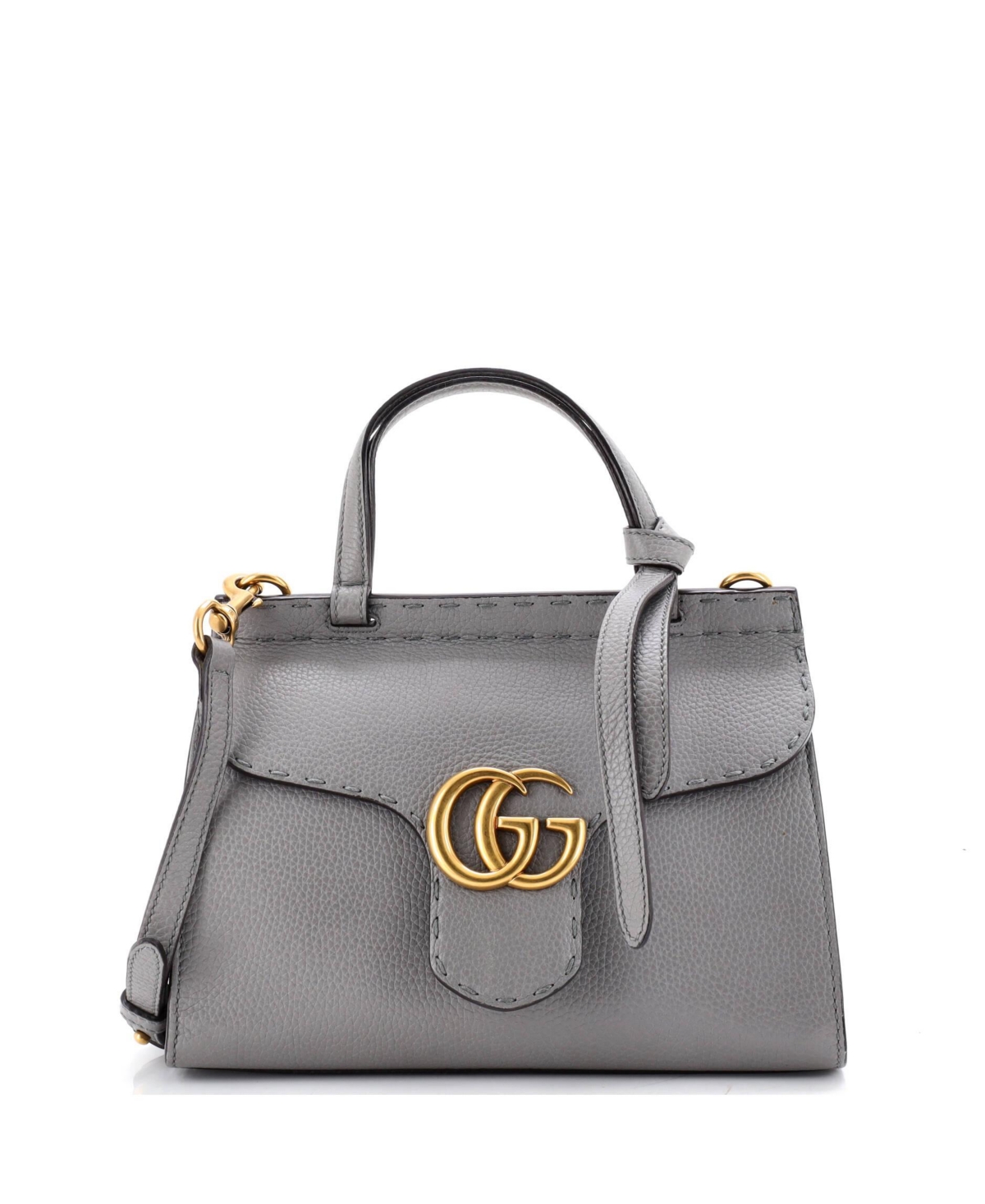 Click here for Pre-Owned Gucci Mini Gg Marmont Top Handle Bag Lea... prices