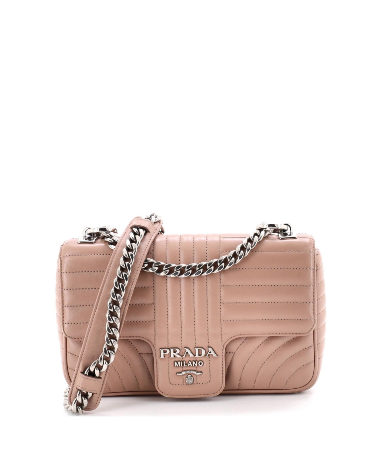 Click here for Pre-Owned Prada Medium Chain Flap Shoulder Bag Dia... prices