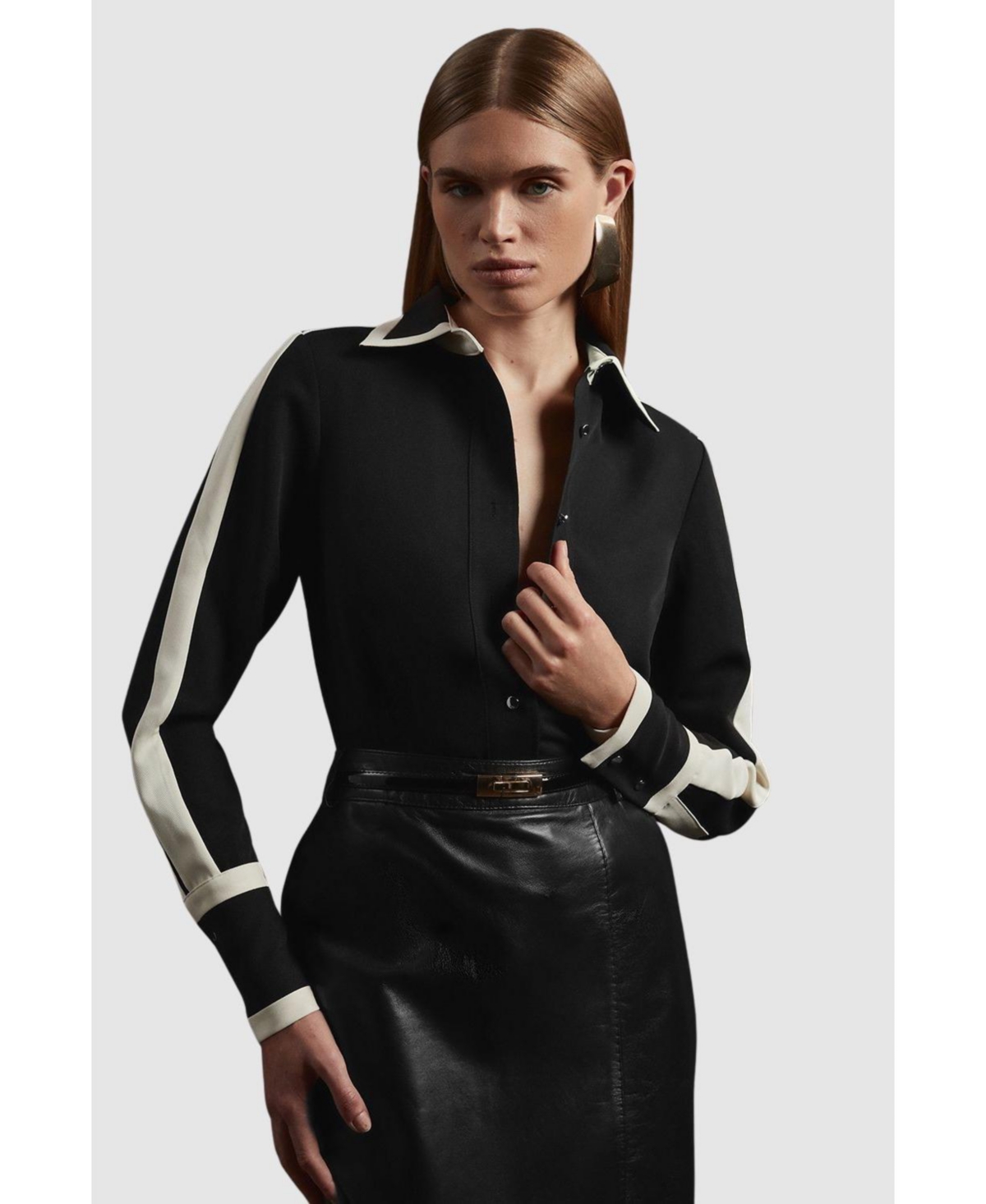 Click here for Karen Millen Womens Colour Block Twill Woven Shirt... prices