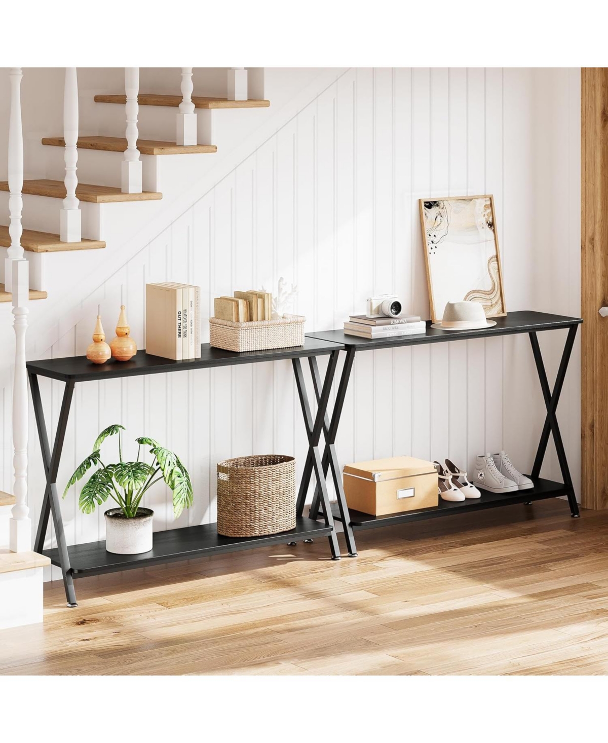 Click here for gaomon Slim 2-Tier Industrial Console Table  Space... prices