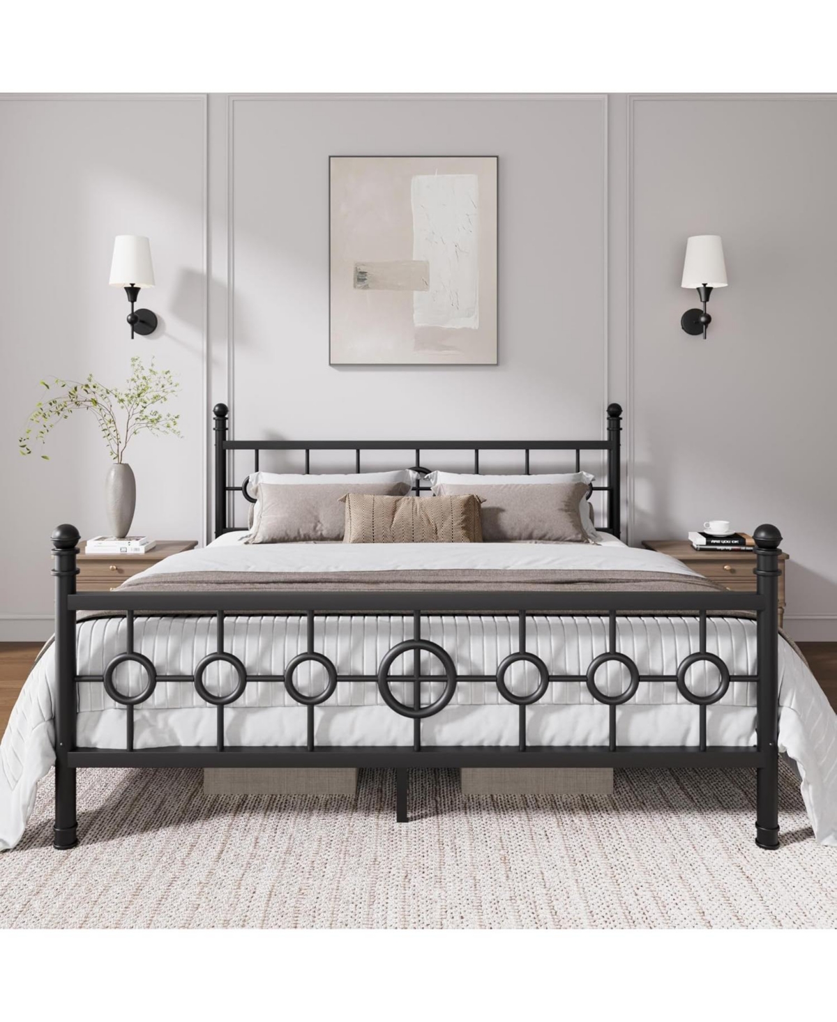 Click here for gaomon Metal Bed Frame with Vintage Circular Headb... prices