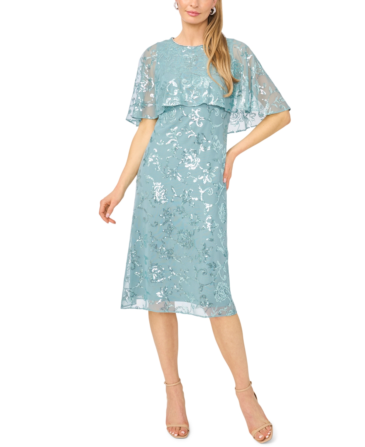 Click here for Msk Petite Short-Sleeve Crewneck Midi Dress - Slat... prices