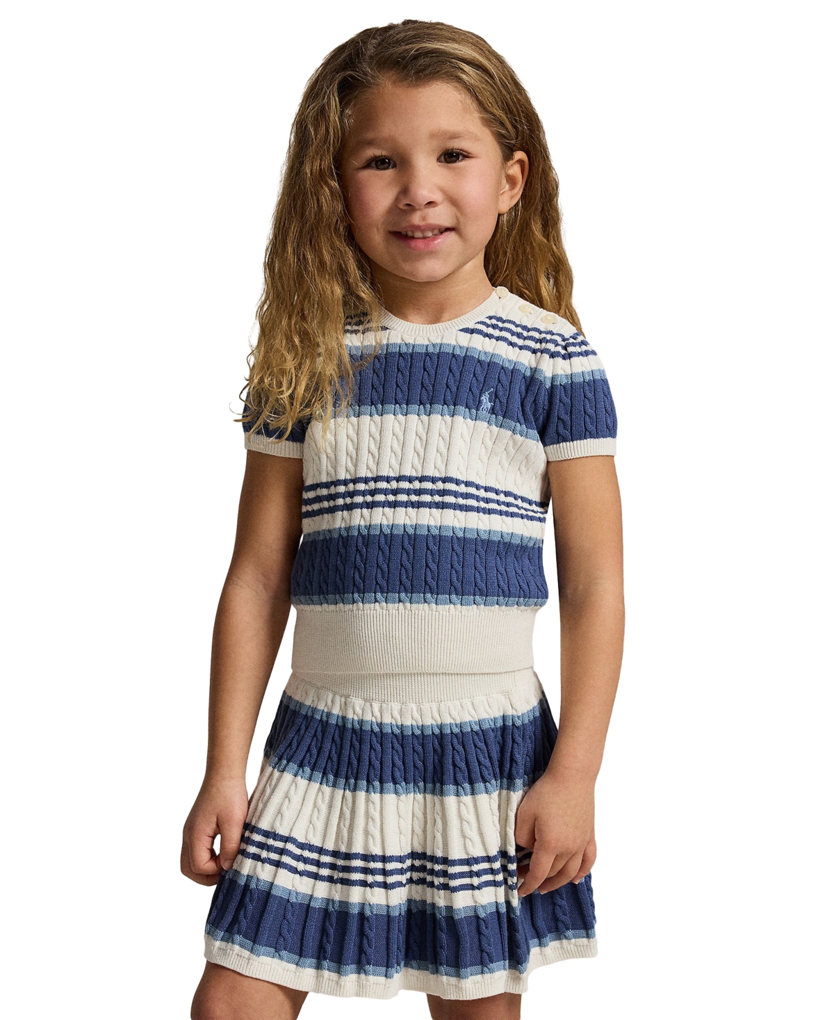 Click here for Polo Ralph Lauren Girls 2T-6X Striped Cable Sweate... prices