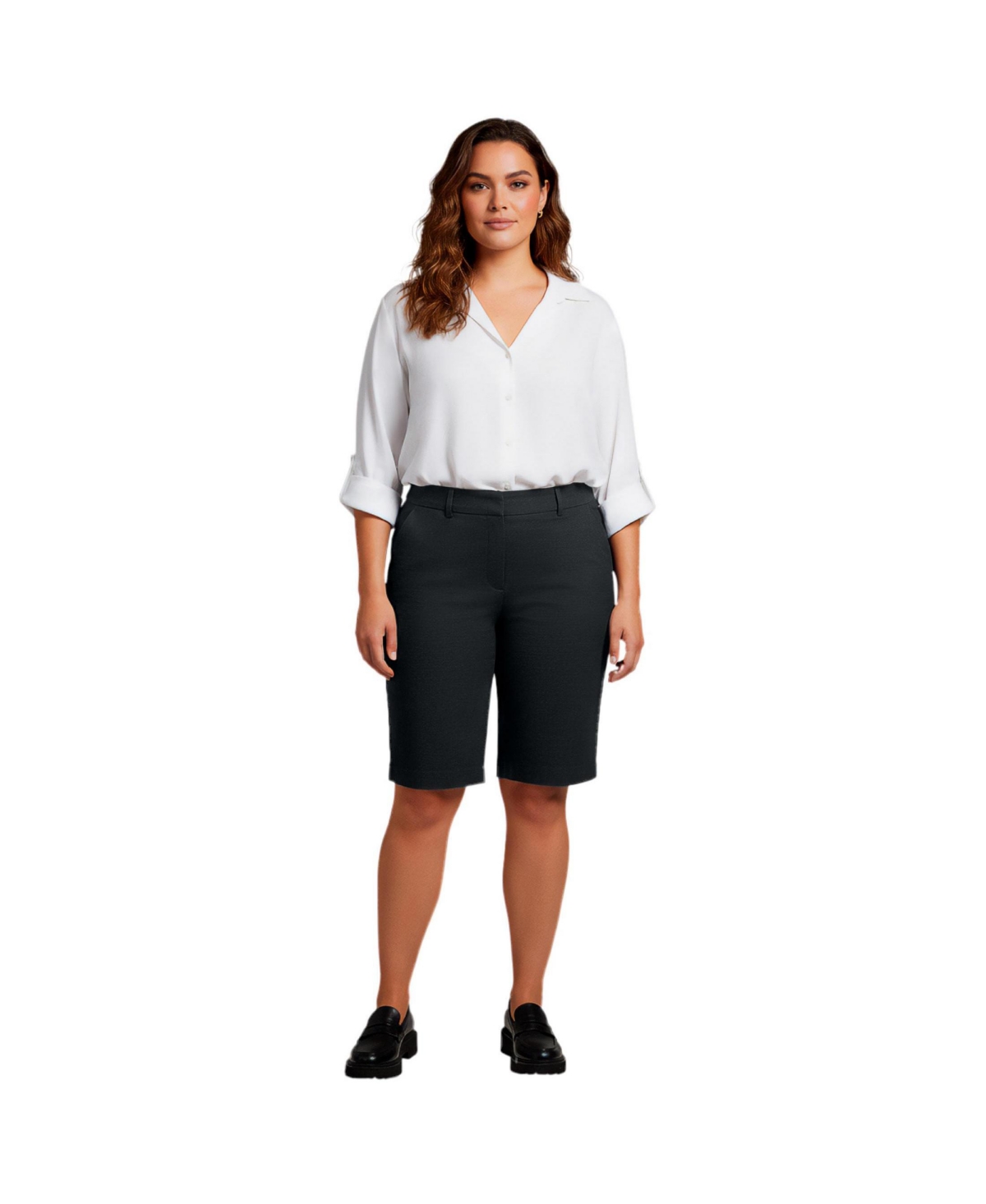 Click here for Avenue Plus Size Super-Stretch Pull-On Short - Bla... prices