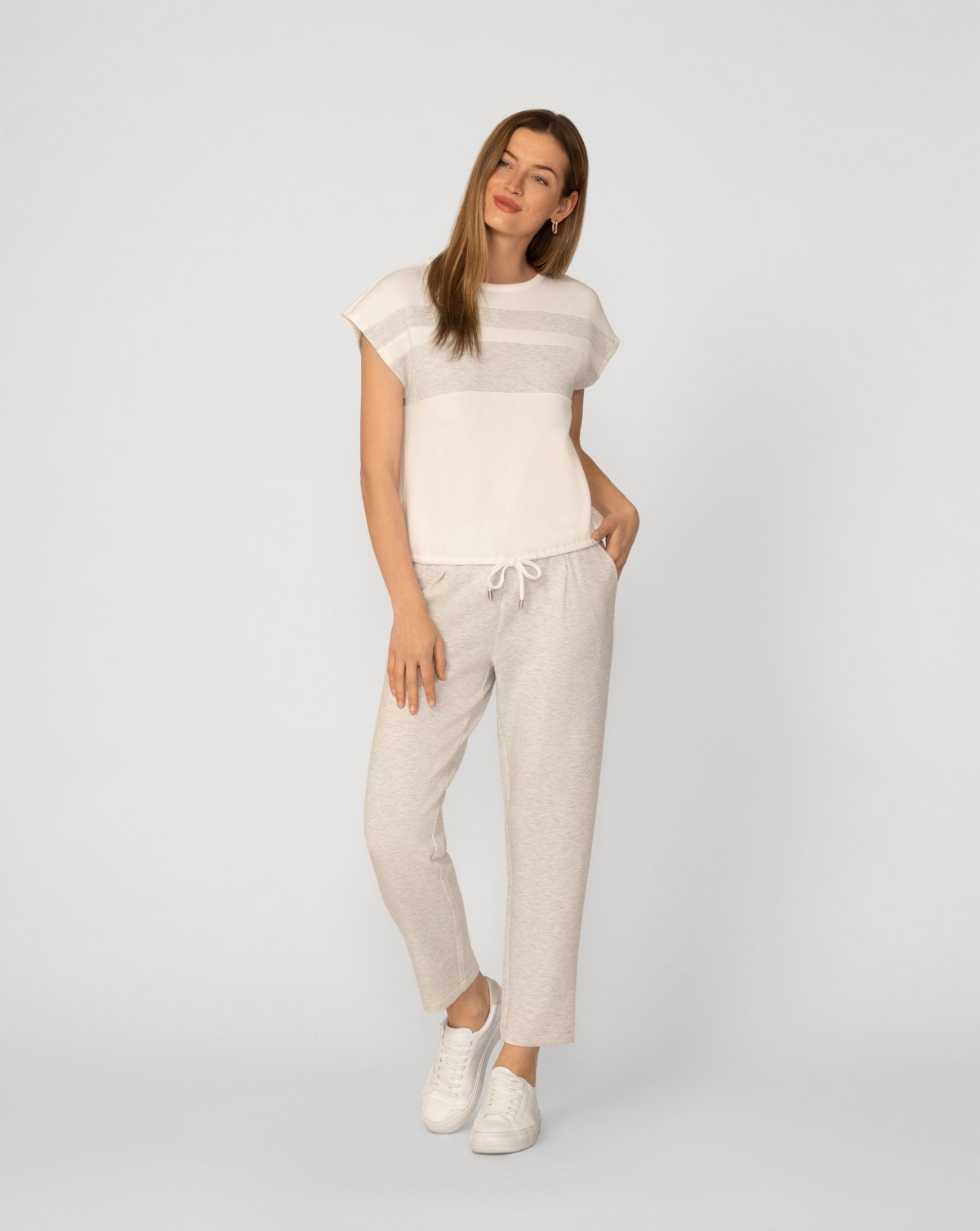 Click here for Cable & Gauge Womens Stripe Drawstring Top and Jog... prices