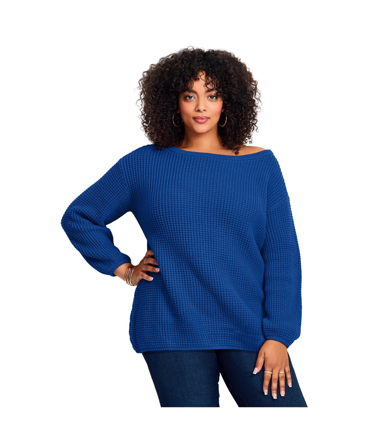 Click here for Avenue Plus Size Waffle Stitch Pullover Sweater -... prices