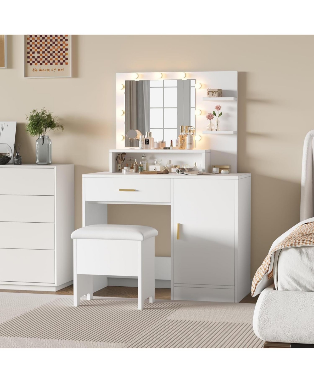 Click here for gaomon Vanity Desk with Mirror and Lights Large Dr... prices