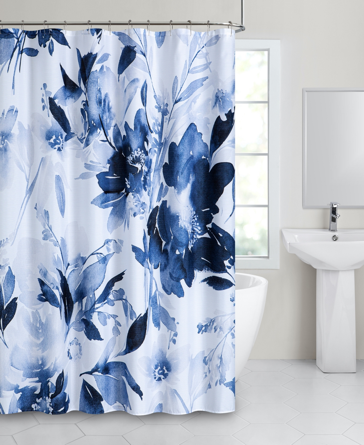 Click here for Dainty Home Florals Shower Curtain  70 x 72 - Blue prices