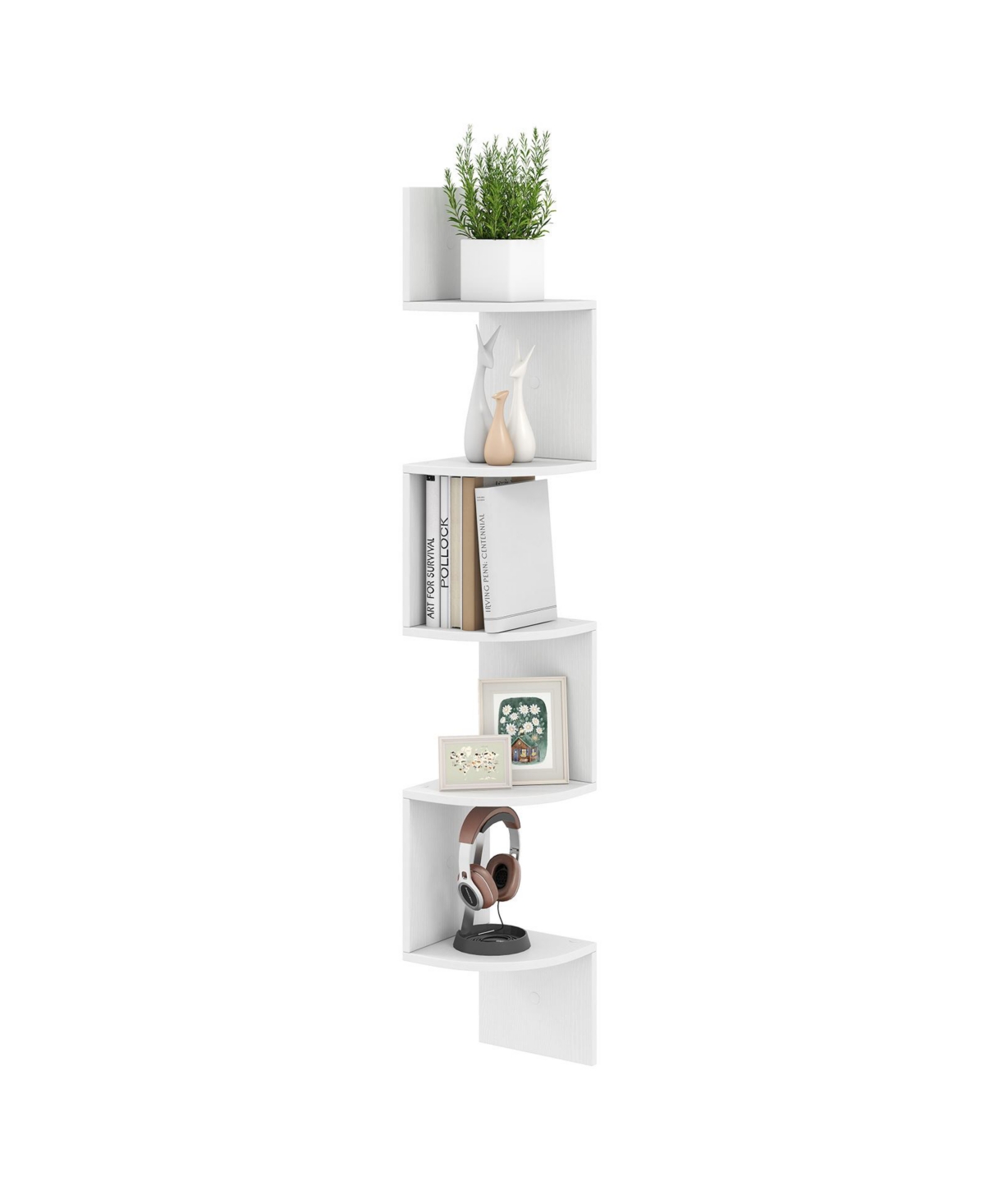 Click here for Sugift 5-Tier Corner Shelf Floating Bookshelf Wall... prices