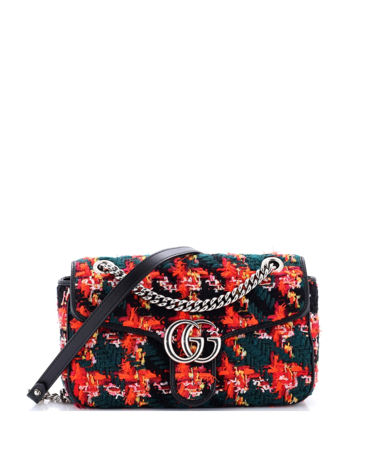 Click here for Pre-Owned Gucci Small Gg Marmont Flap Bag Tweed -... prices