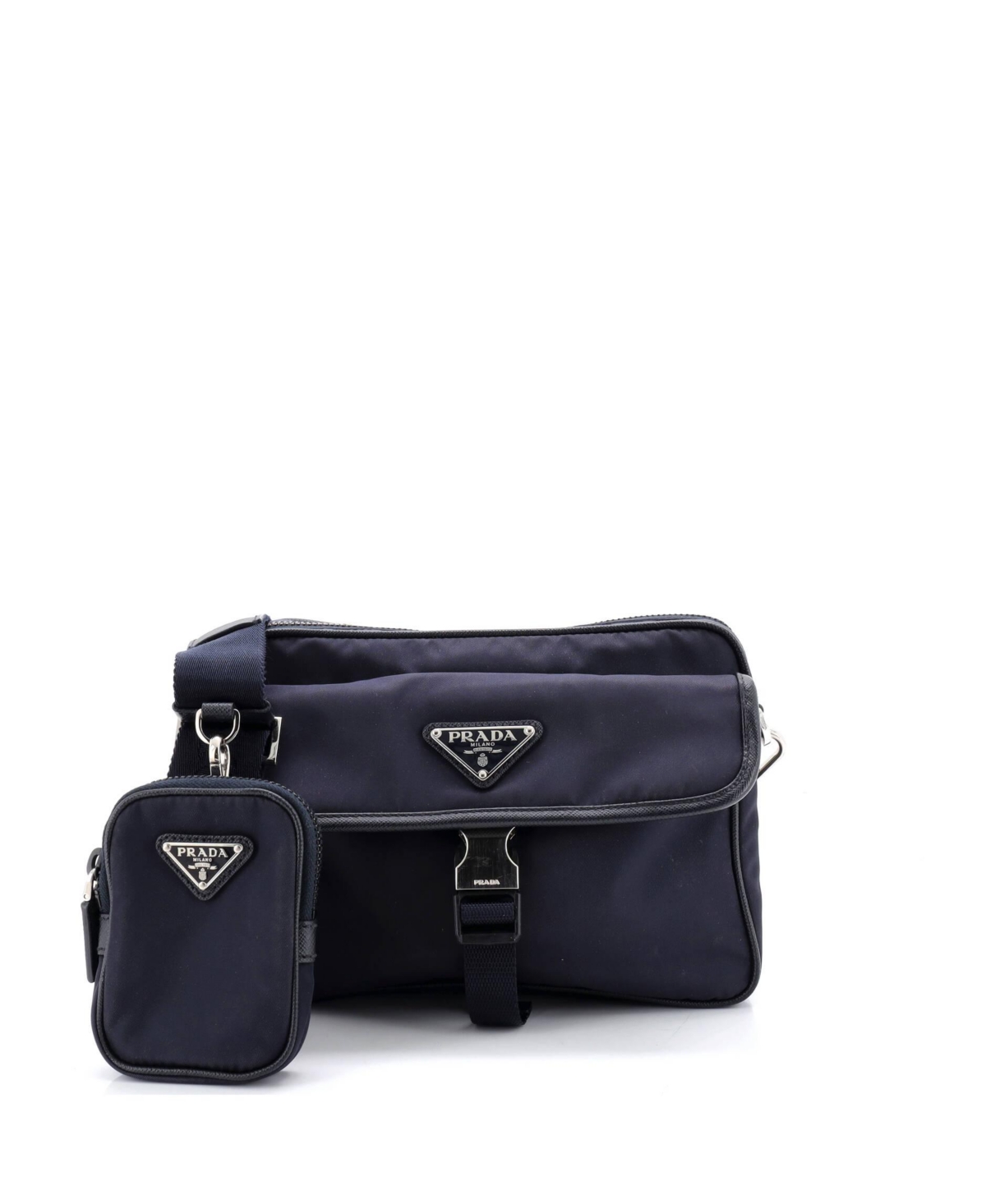 Click here for Pre-Owned Prada Buckle Front Pocket Flap Messenger... prices