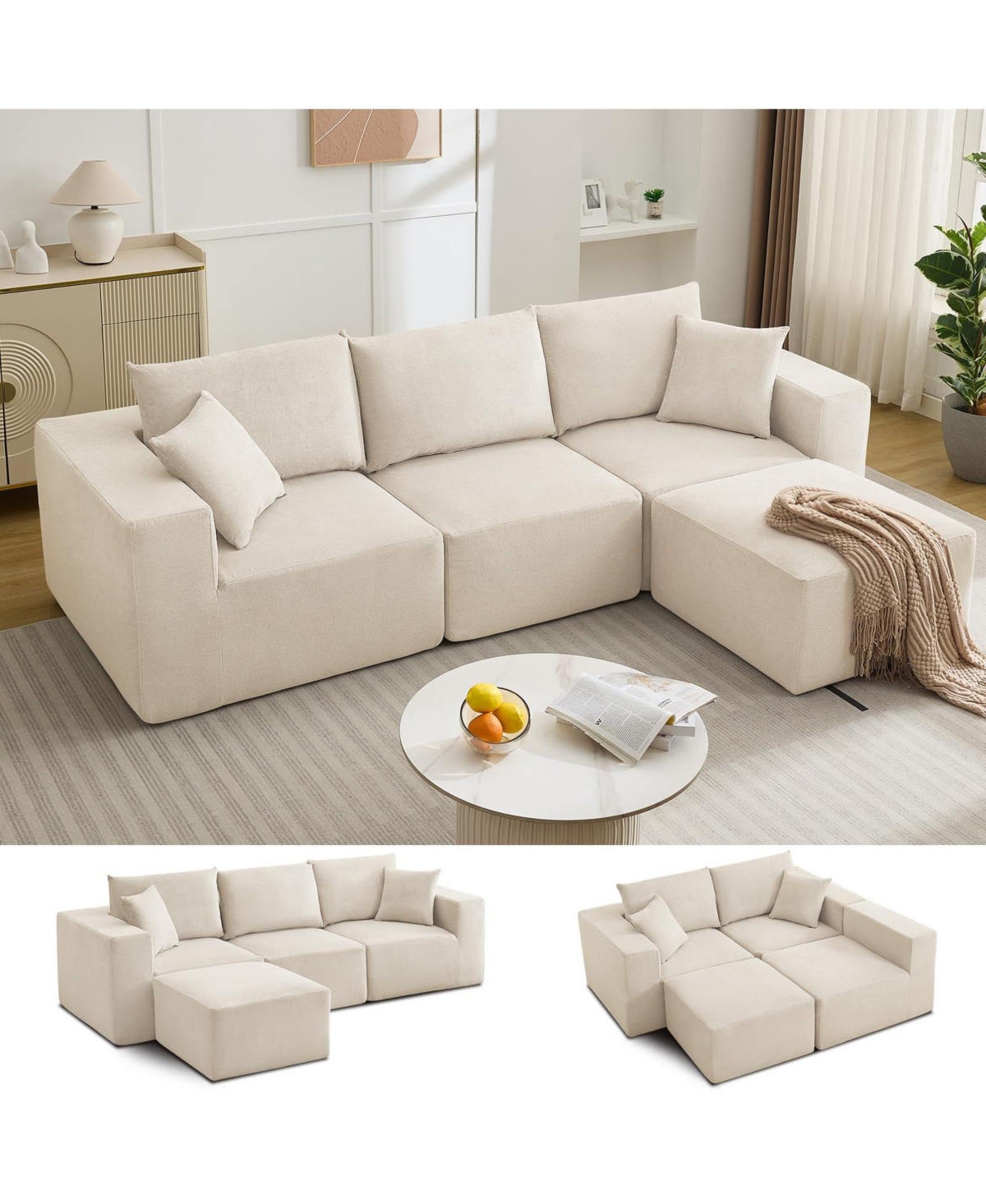 Click here for gaomon 108 Modular L-Shaped Velvet Cloud Sectional... prices