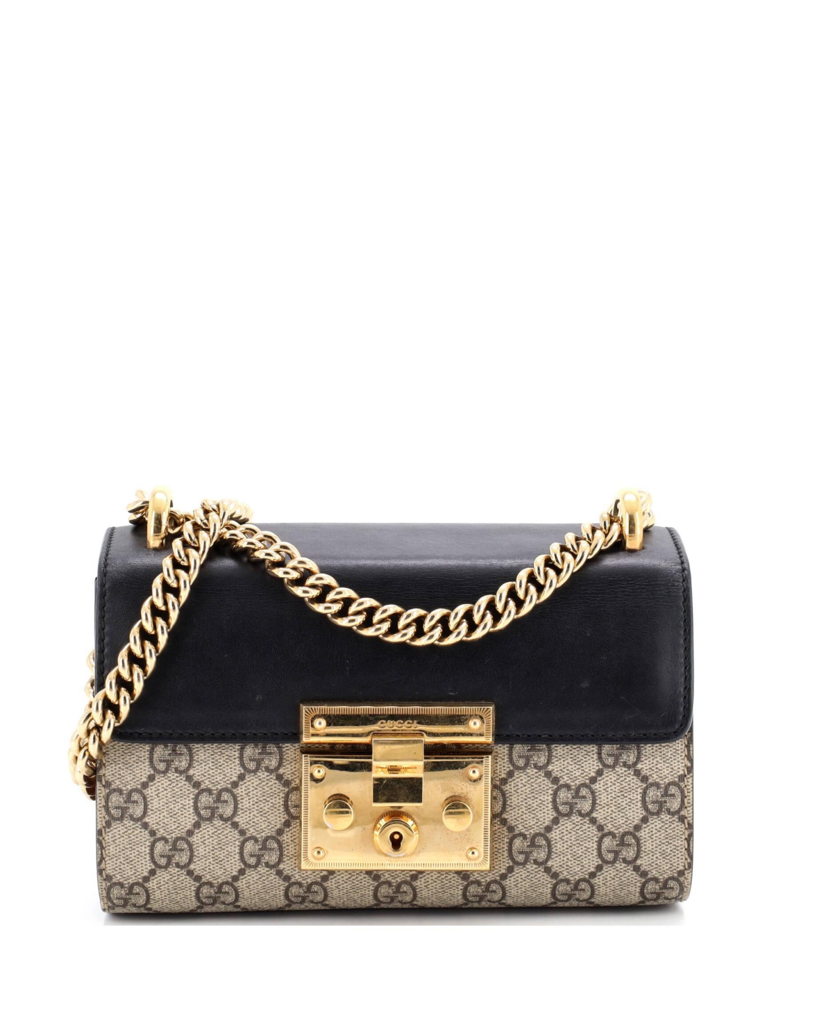 Click here for Pre-Owned Gucci Small Padlock Shoulder Bag Gg Coat... prices