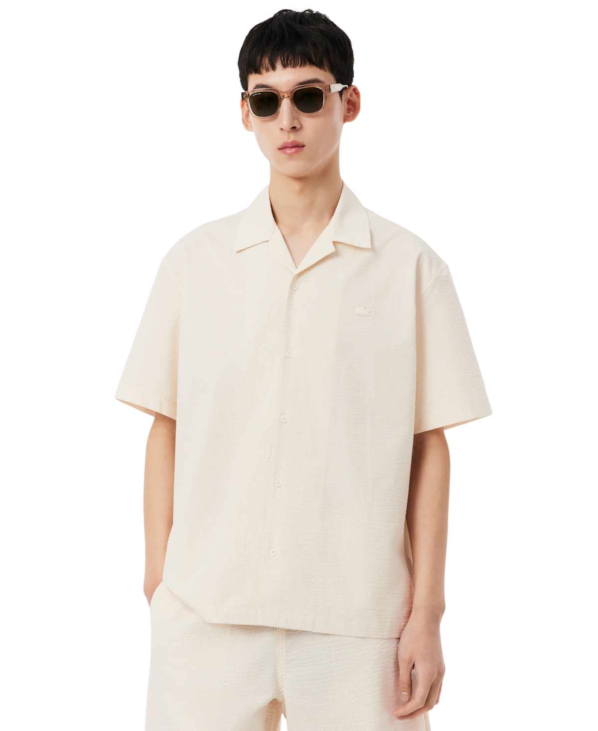 Click here for Lacoste Mens Relaxed-Fit Seersucker Waffle Hawaii... prices