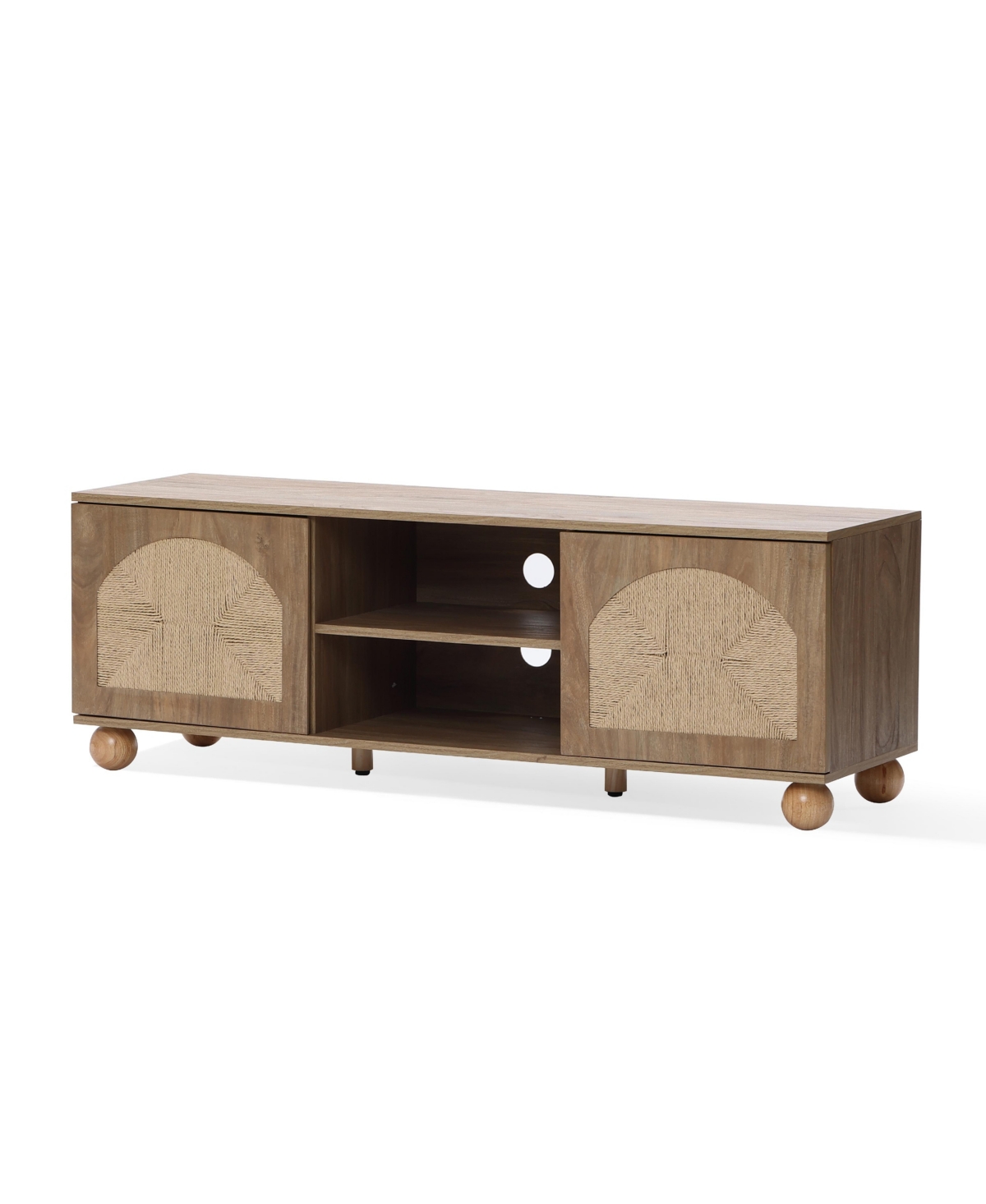 Click here for LuxenHome Oak Finish Engineered Wood Tv Console  R... prices