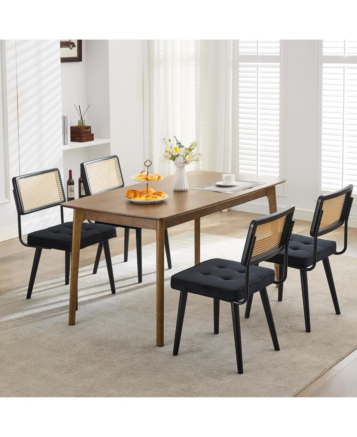 Click here for gaomon Rattan Dining Chairs Set of 4  Velvet Uphol... prices
