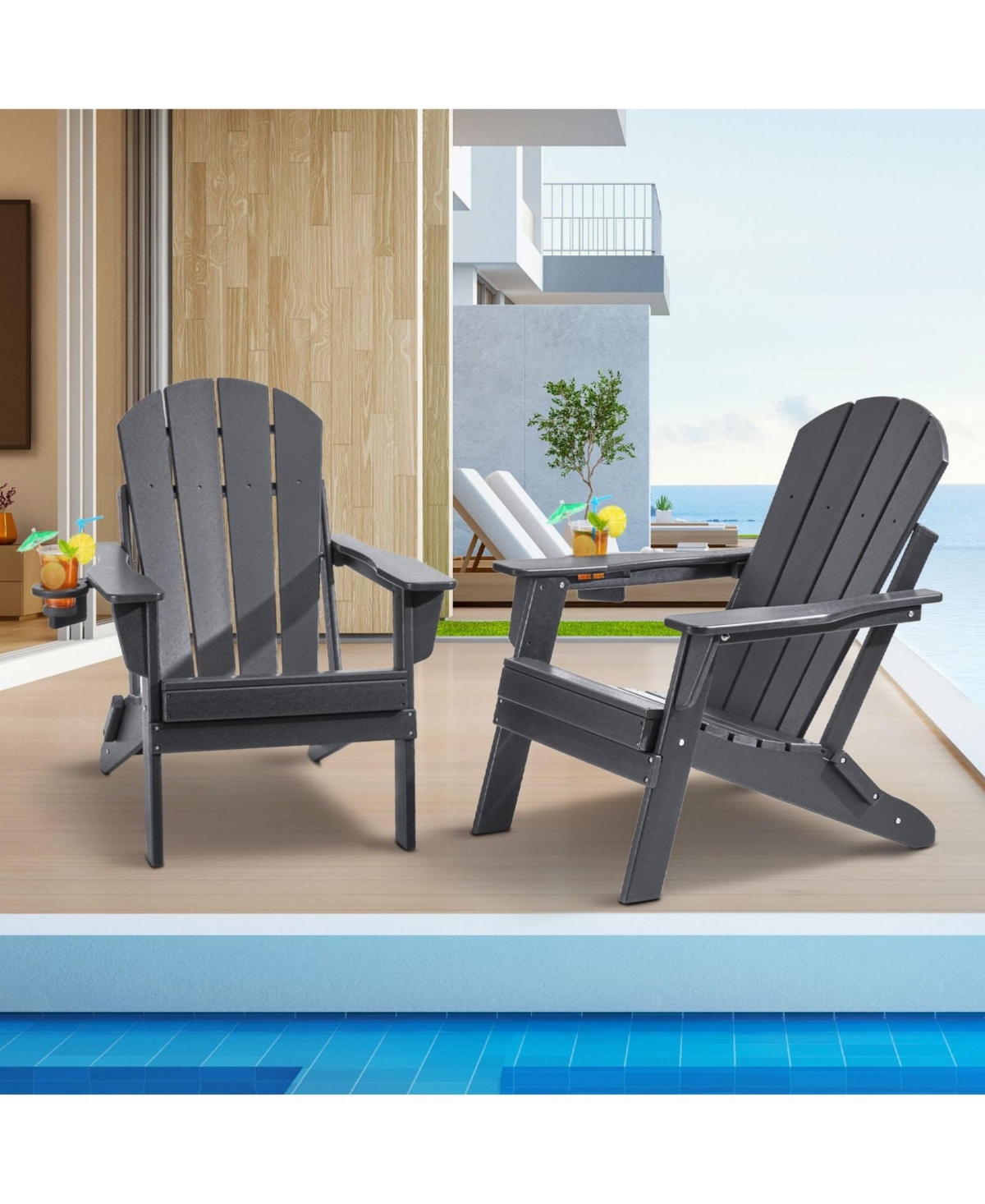 Click here for Gouun Folding Hdpe Adirondack Chair Set of 2 with... prices