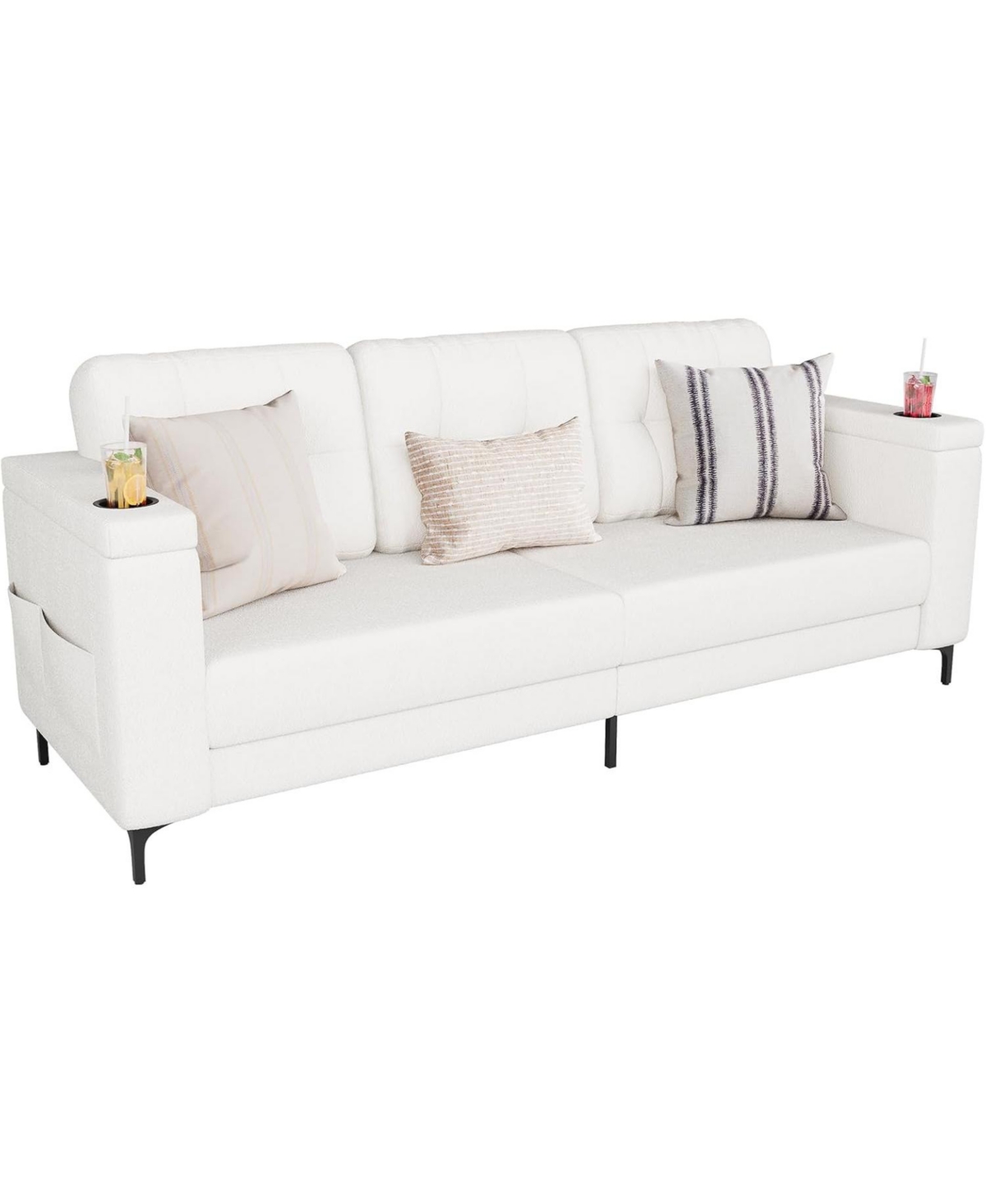 Click here for gaomon 84 Teddy Fleece Sofa with Storage Armrests... prices
