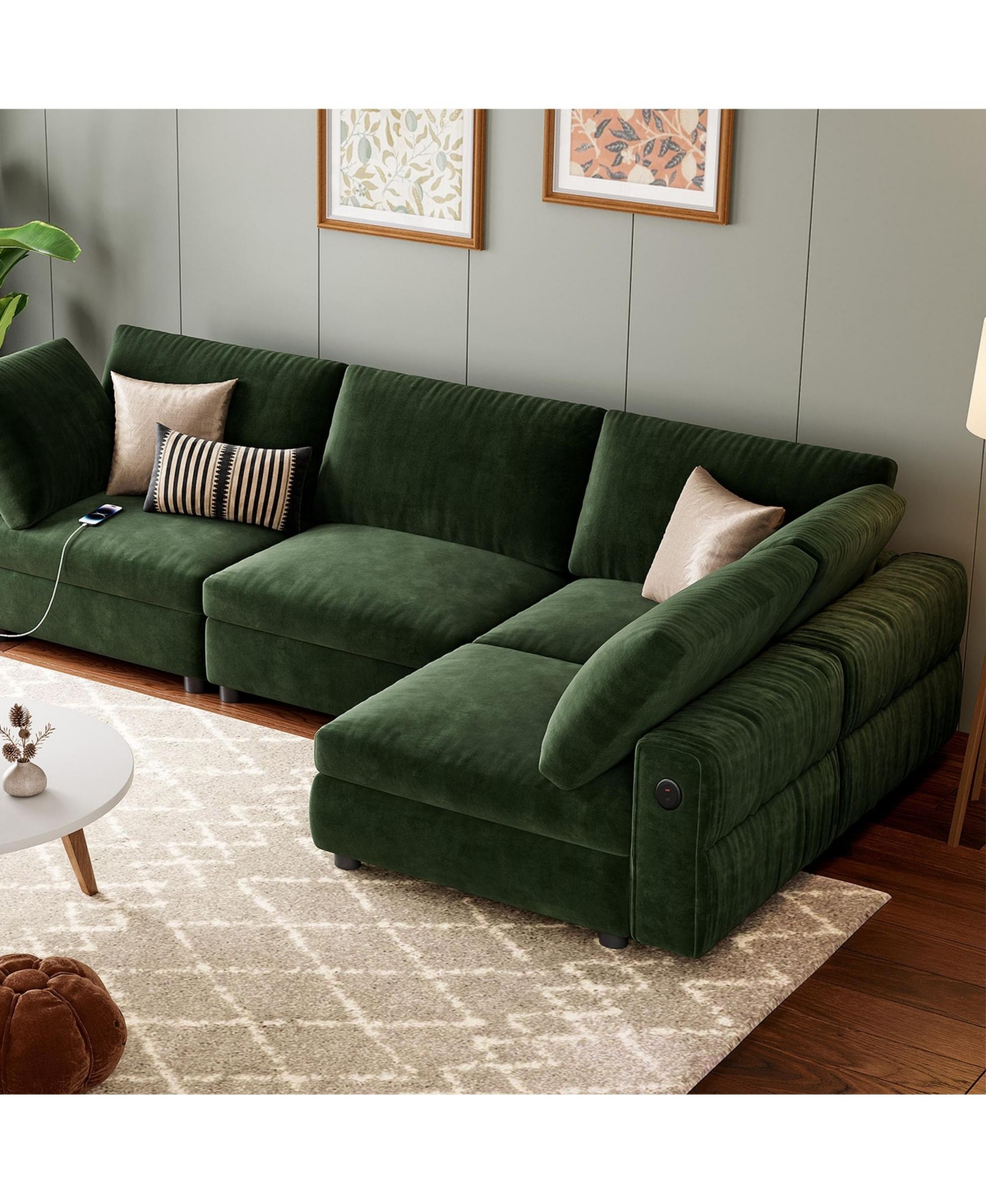 Click here for gaomon 105 L Shaped Sectional Couch  4 Seater Velv... prices