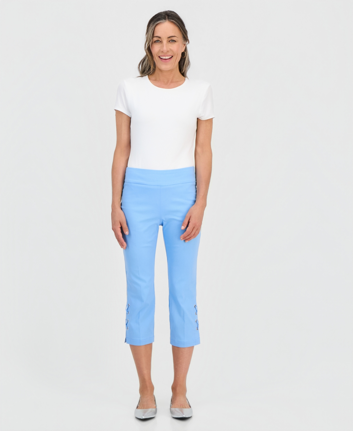 Click here for Jm Collection Petite Side-Lace-Up Capri Pants  Cre... prices