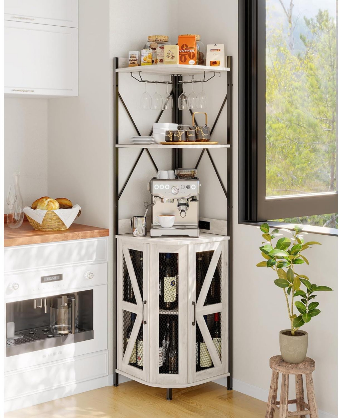 Click here for gaomon 72in Corner Wine Cabinet with Power Outlet... prices