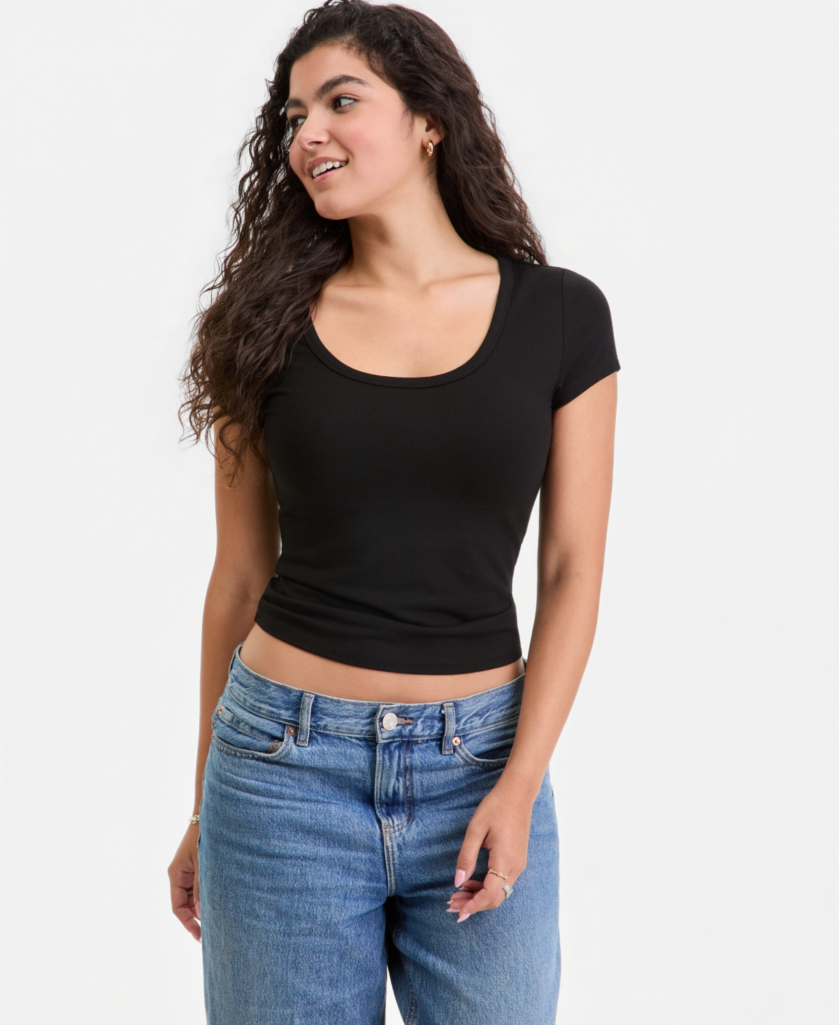 Click here for Hippie Rose Juniors Scoop-Neck Cap-Sleeve Top - Bl... prices