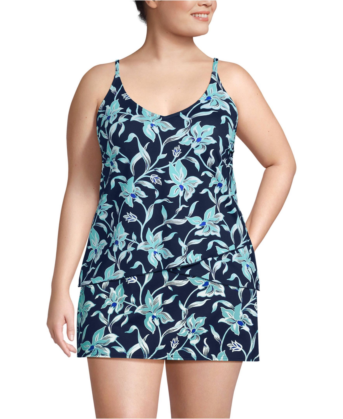 Click here for Lands End Womens Plus Size Tulip Hem Tankini Top -... prices