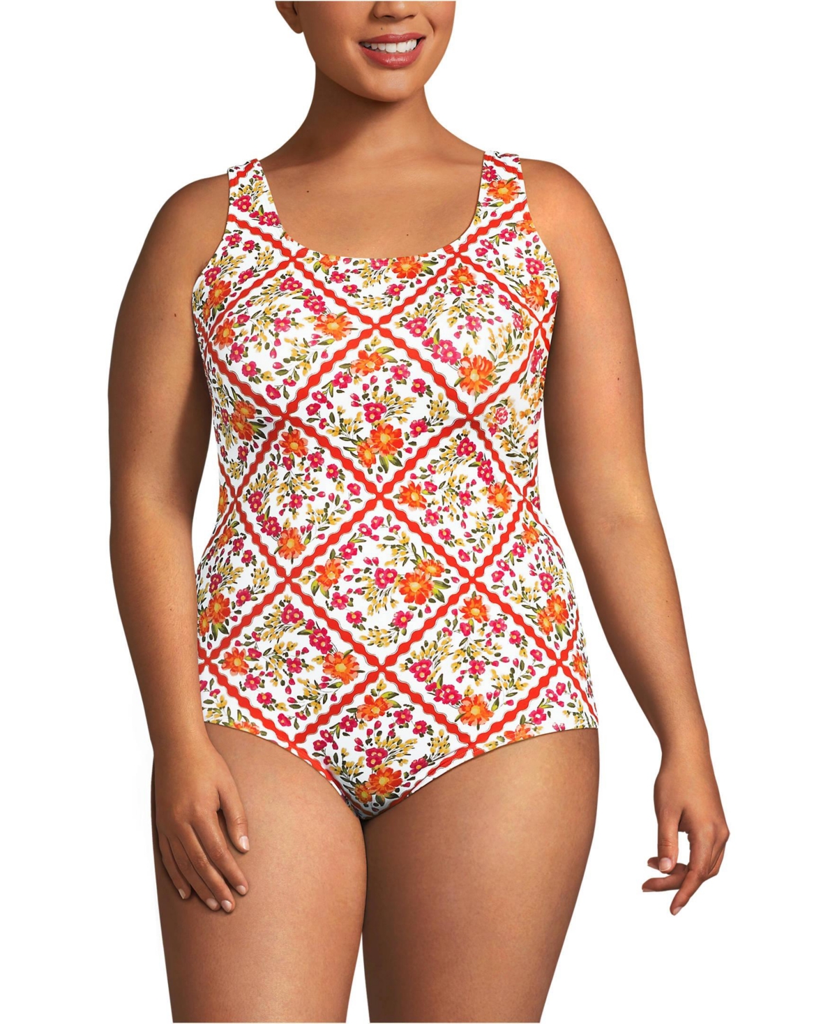 Click here for Lands End Plus Size Tugless Low Leg One Piece Swim... prices