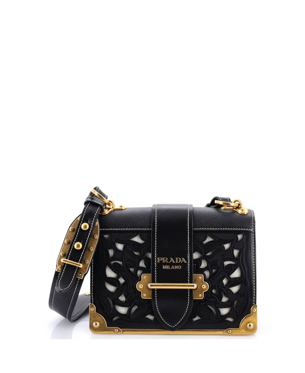 Click here for Pre-Owned Prada Small Cahier Crossbody Bag Studded... prices