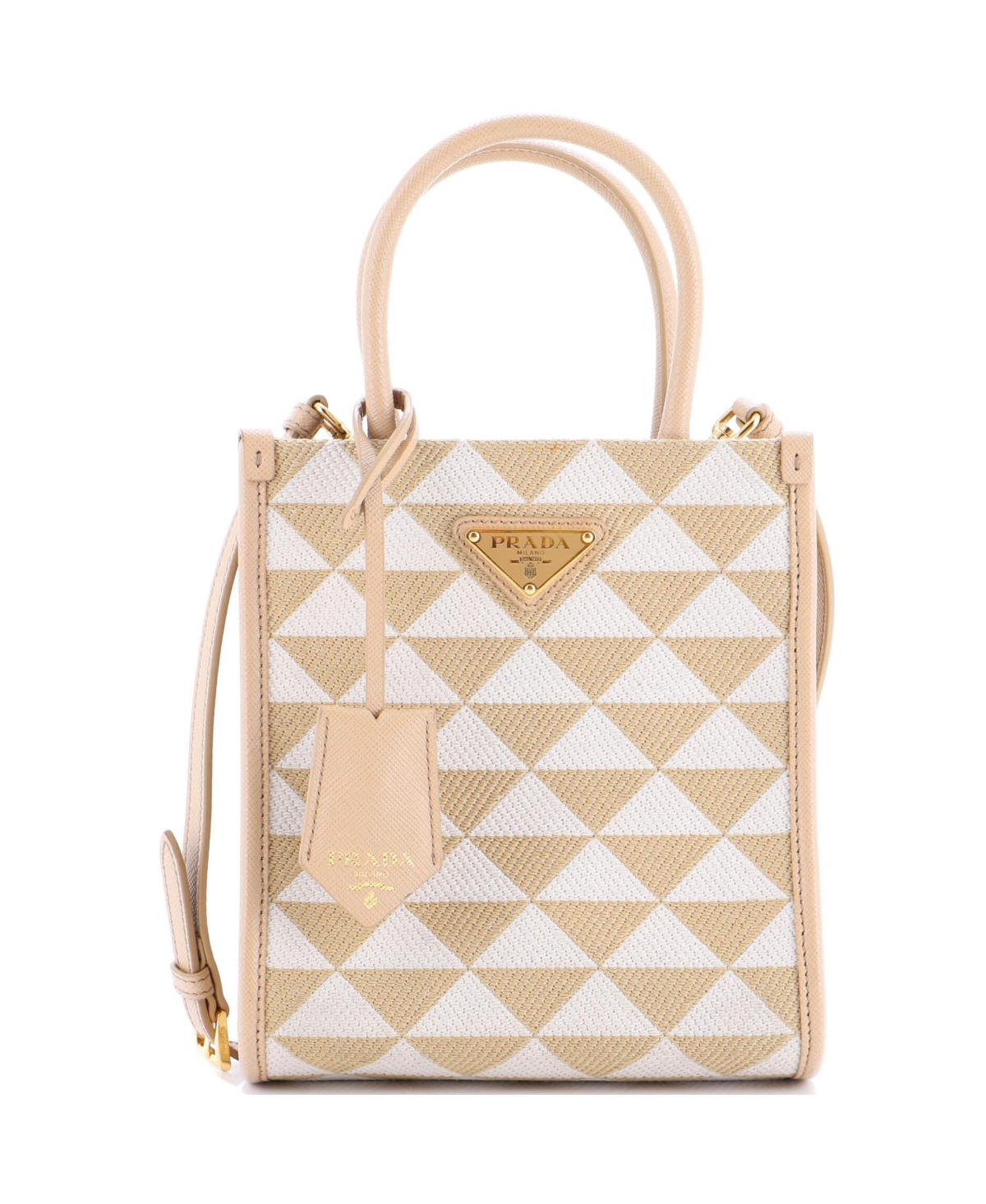 Click here for Pre-Owned Prada Mini Symbole Shopper Tote Jacquard... prices