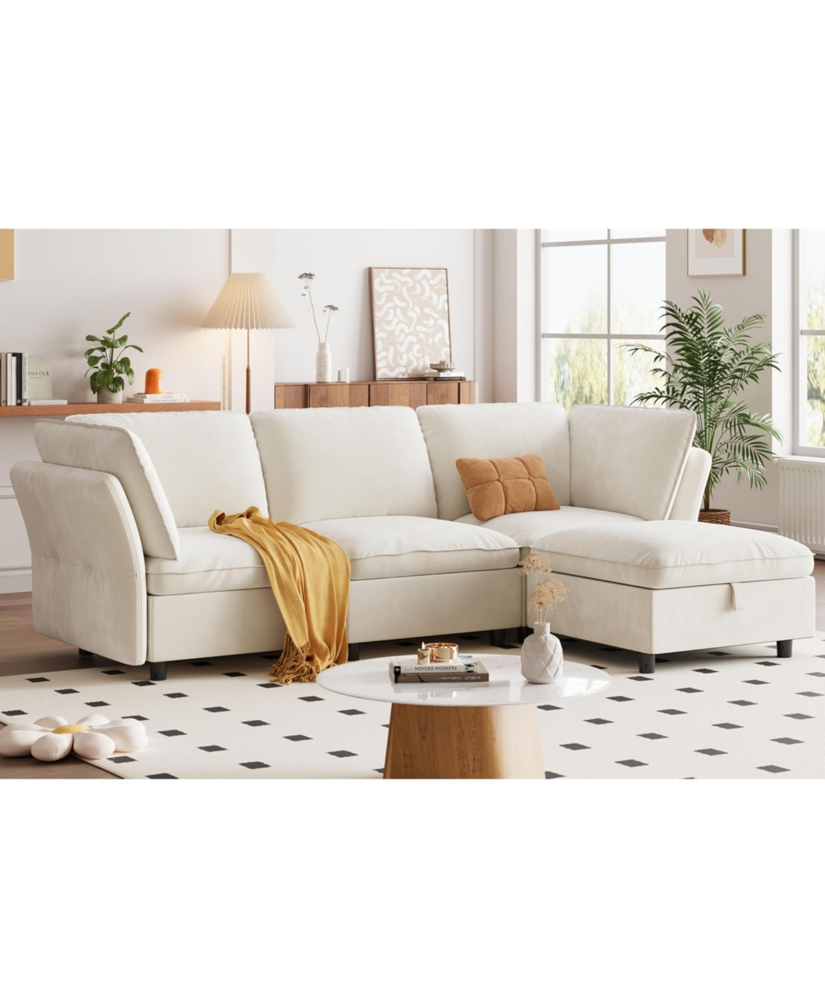 Click here for gaomon 97" L Shape 3 Seater Sofas with Ottoma... prices