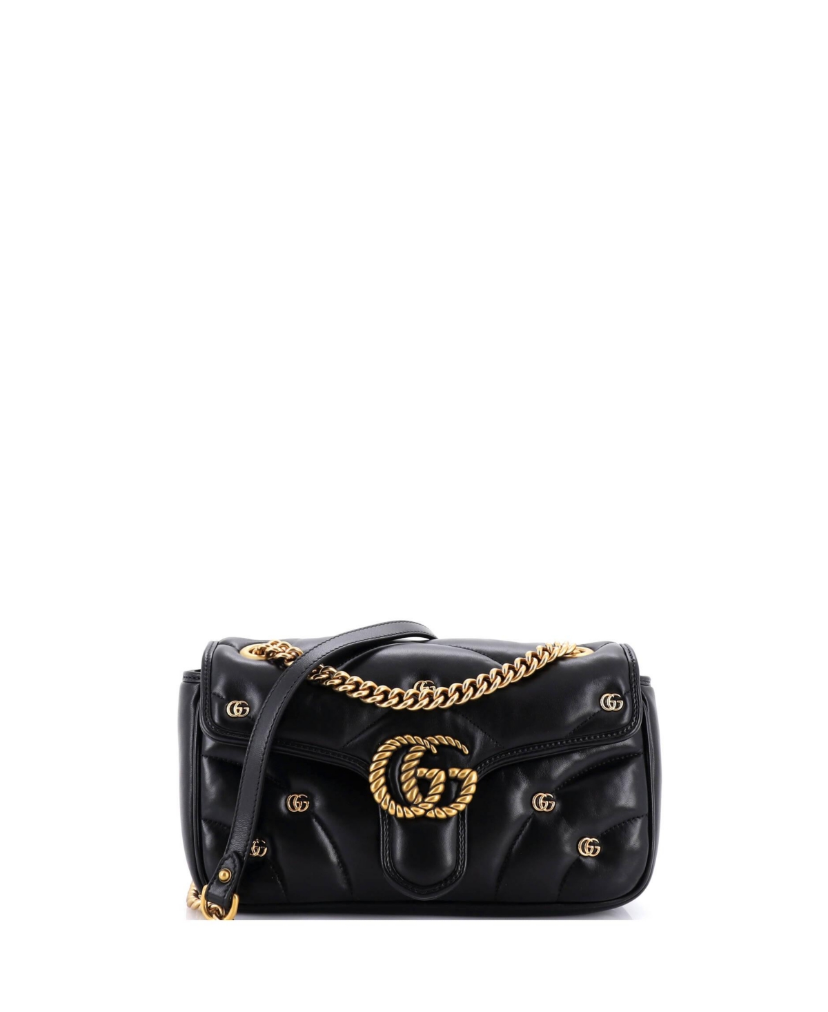Click here for Pre-Owned Gucci Small Gg Marmont Flap Bag Studded... prices