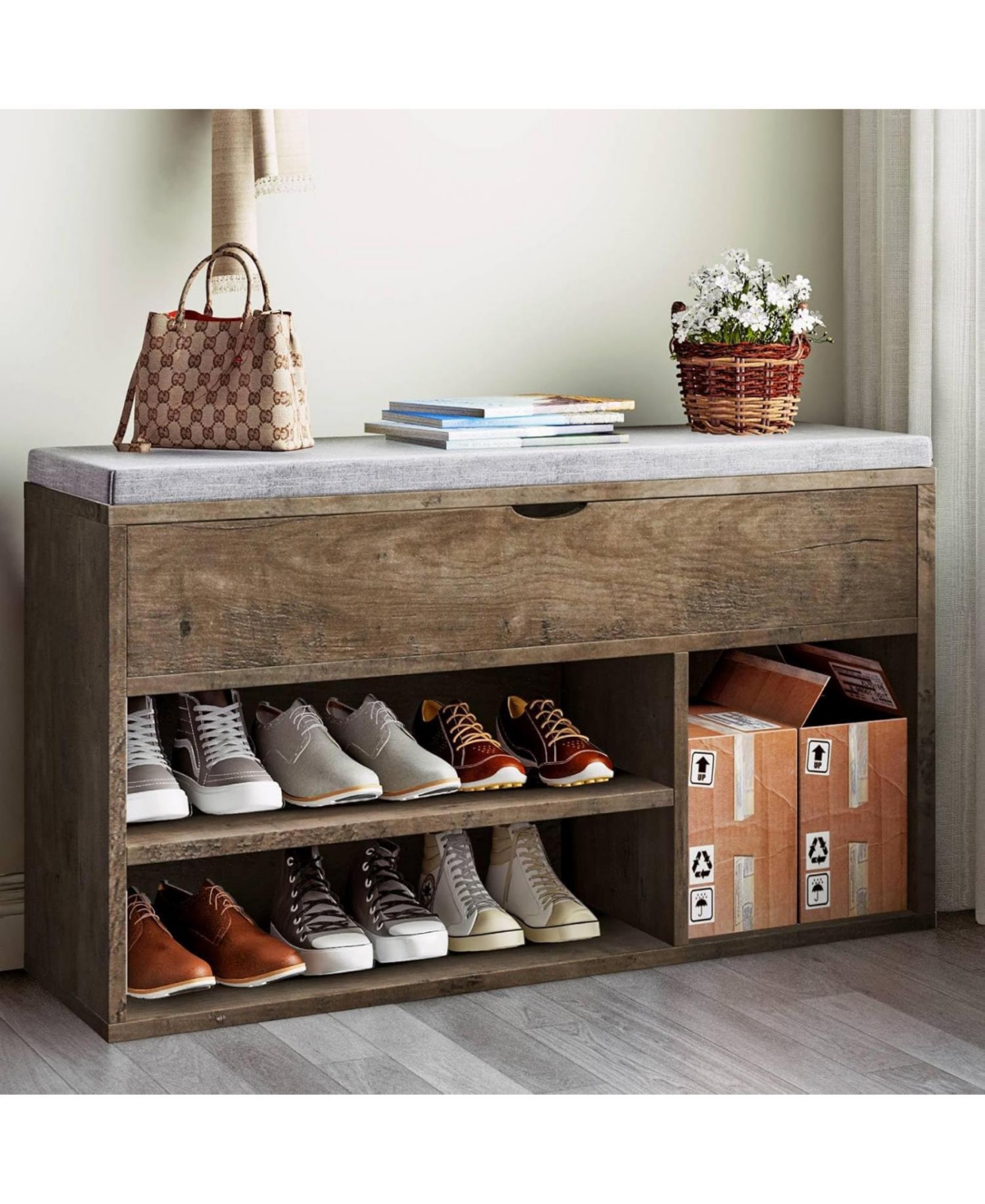 Click here for gaomon Shoe Bench with Cushion Adjustable Shelf En... prices