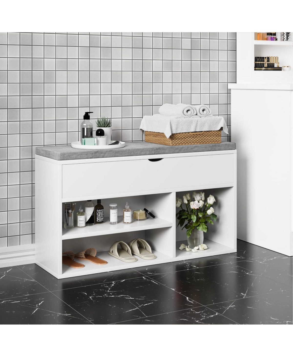 Click here for gaomon Shoe Bench with Cushion Adjustable Shelf En... prices