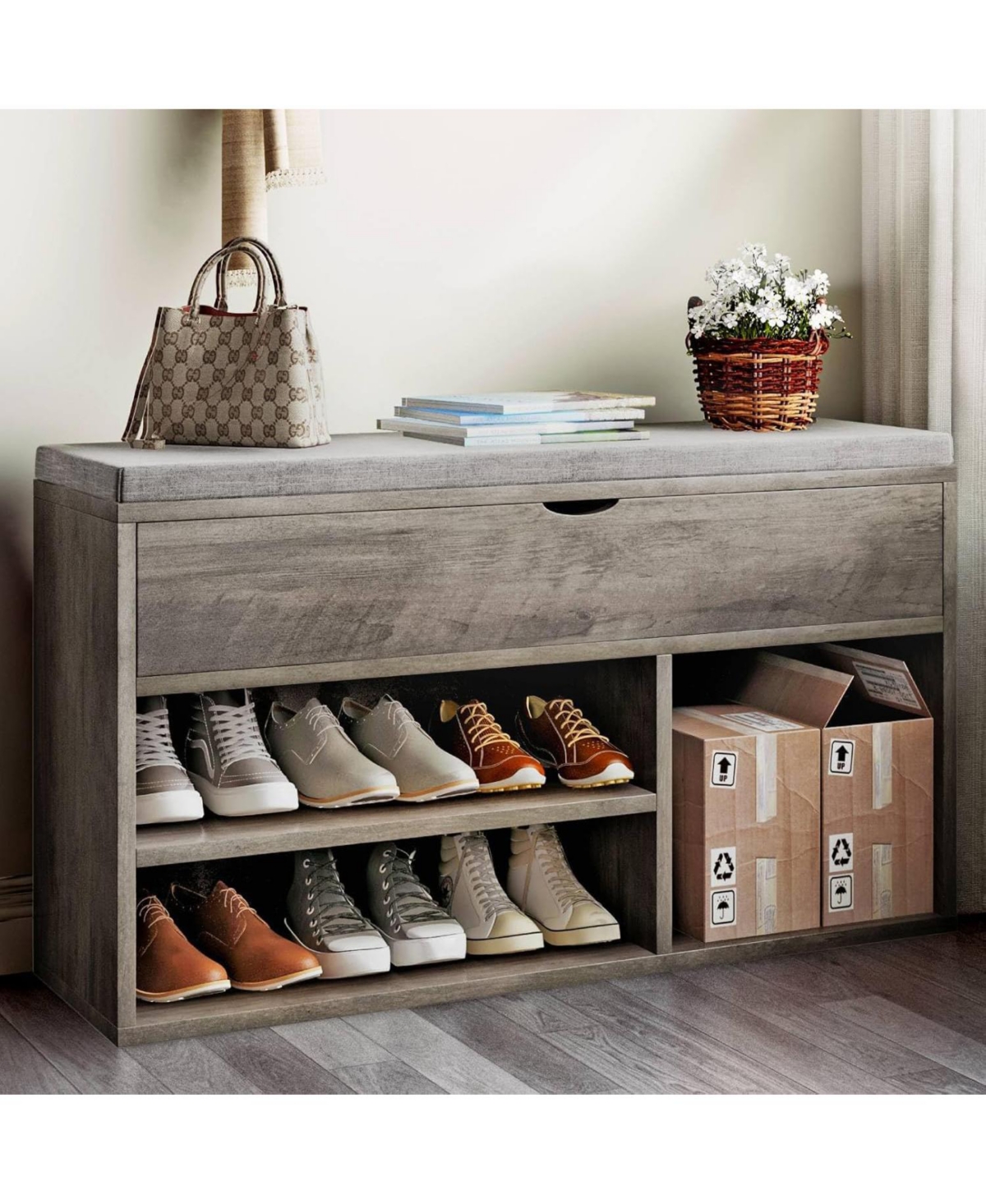 Click here for gaomon Shoe Bench with Cushion Adjustable Shelf En... prices