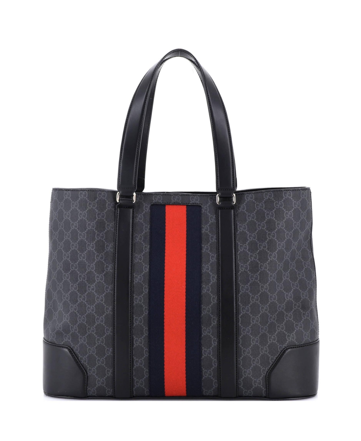 Click here for Pre-Owned Gucci Large Web Open Tote Gg Coated Canv... prices