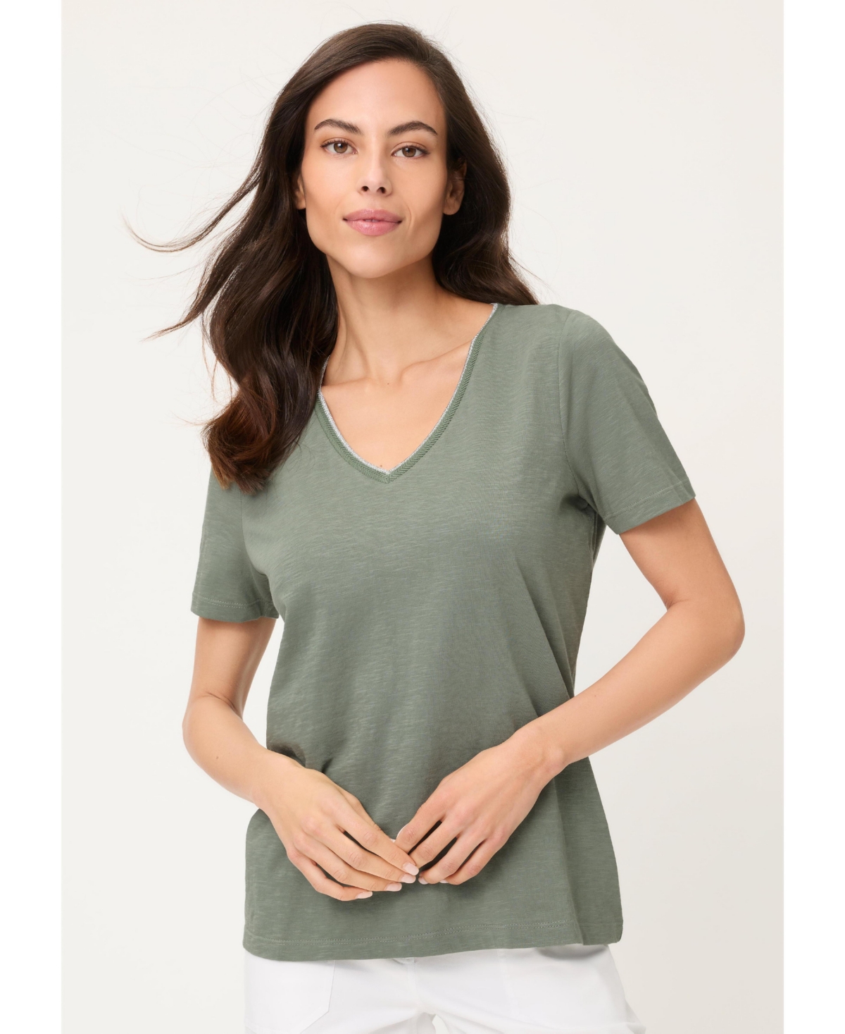Click here for Olsen Womens V-Neck T-Shirt - Khaki prices