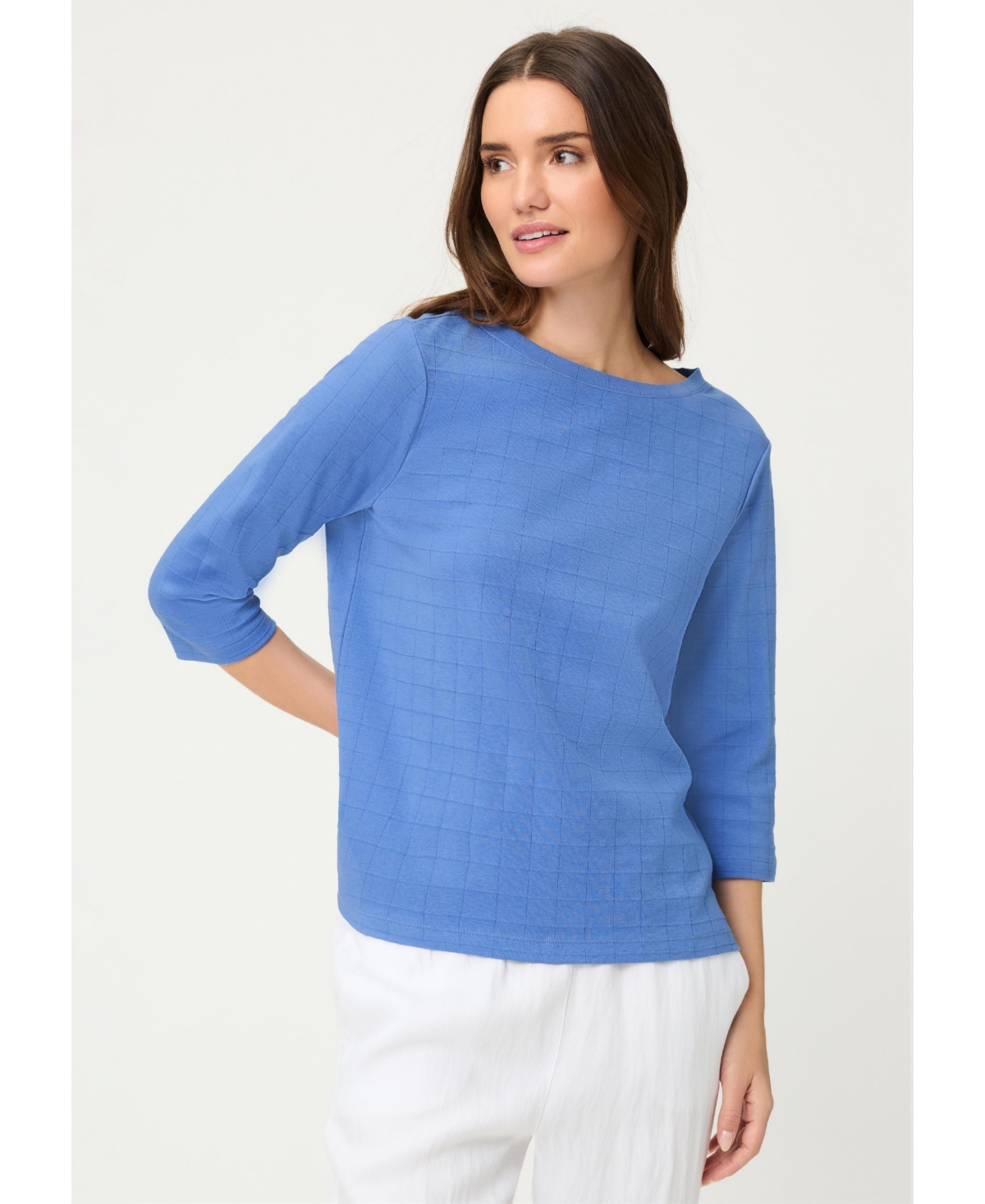 Click here for Olsen Womens Rib Knit T-Shirt - Bay blue prices