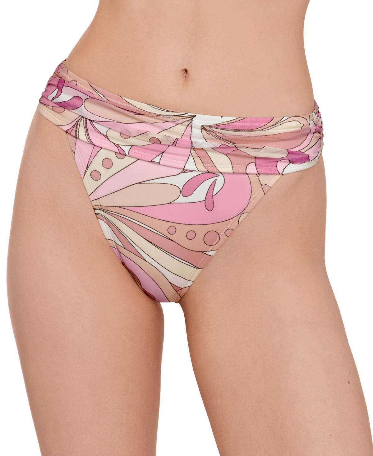 Click here for Steve Madden Womens High-Leg Ruched Band Swim Bott... prices