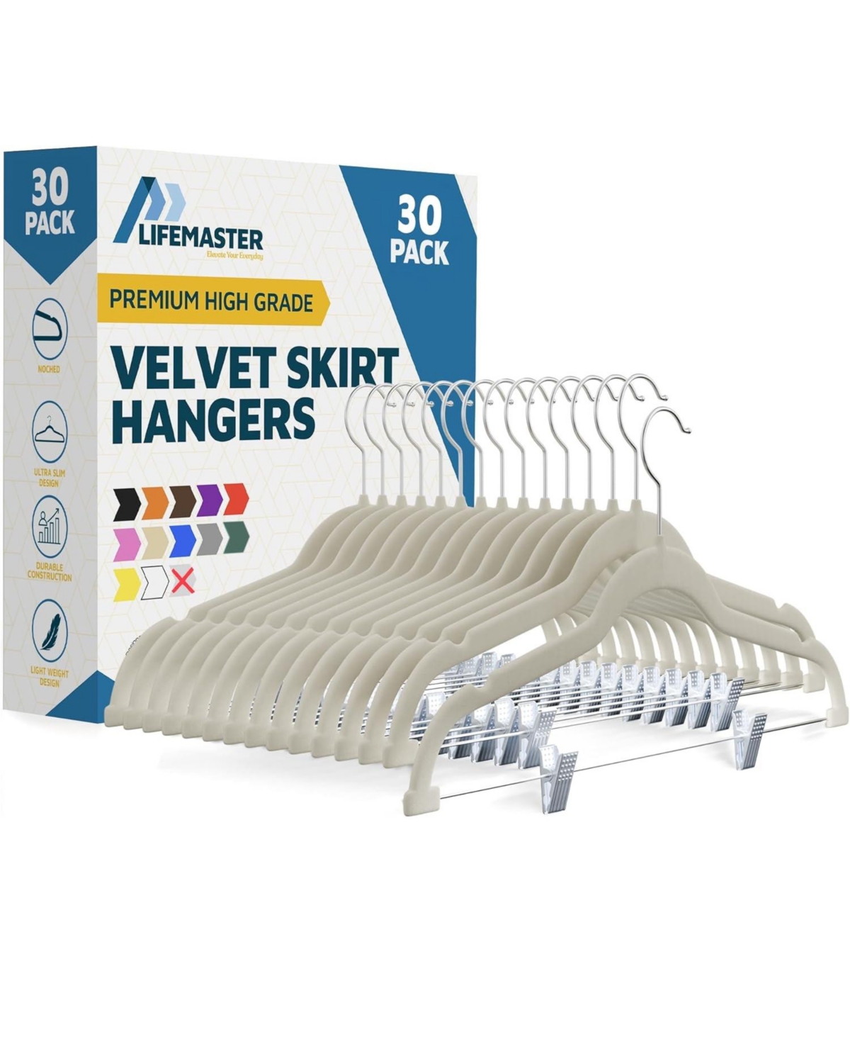 Click here for Lifemaster Velvet Skirt Hangers  Adjustable Clips... prices