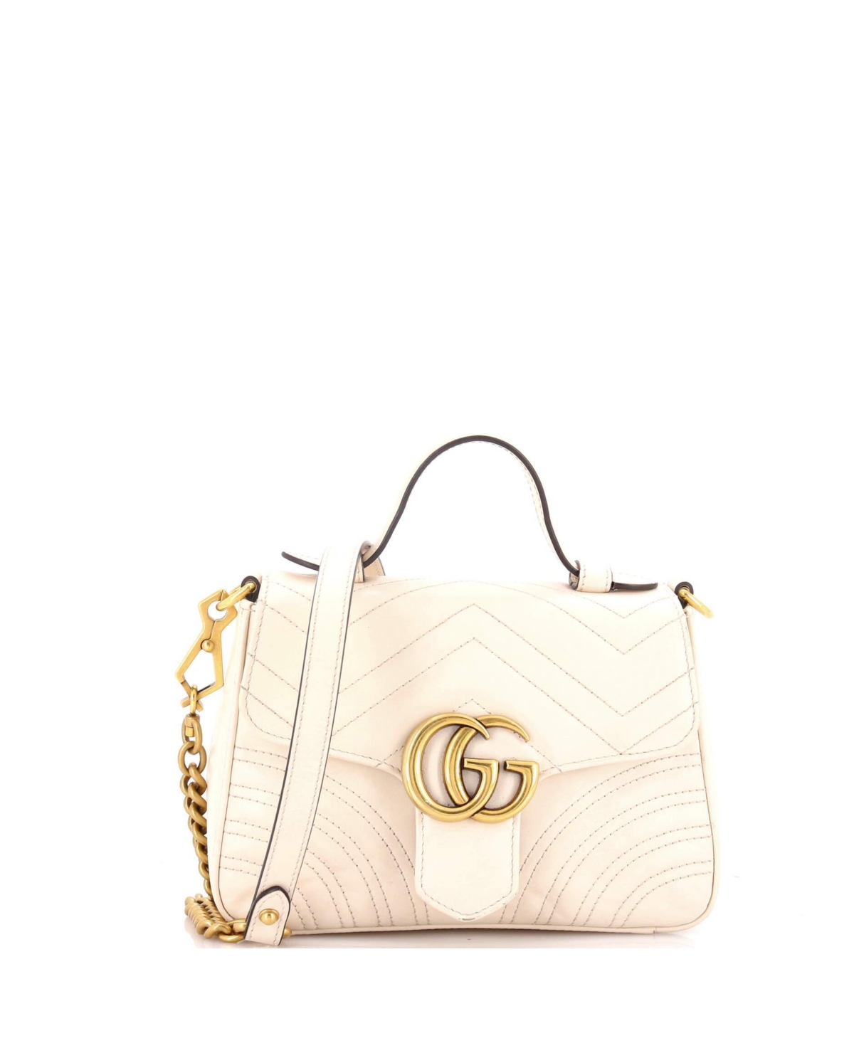 Click here for Pre-Owned Gucci Mini Gg Marmont Top Handle Flap Ba... prices