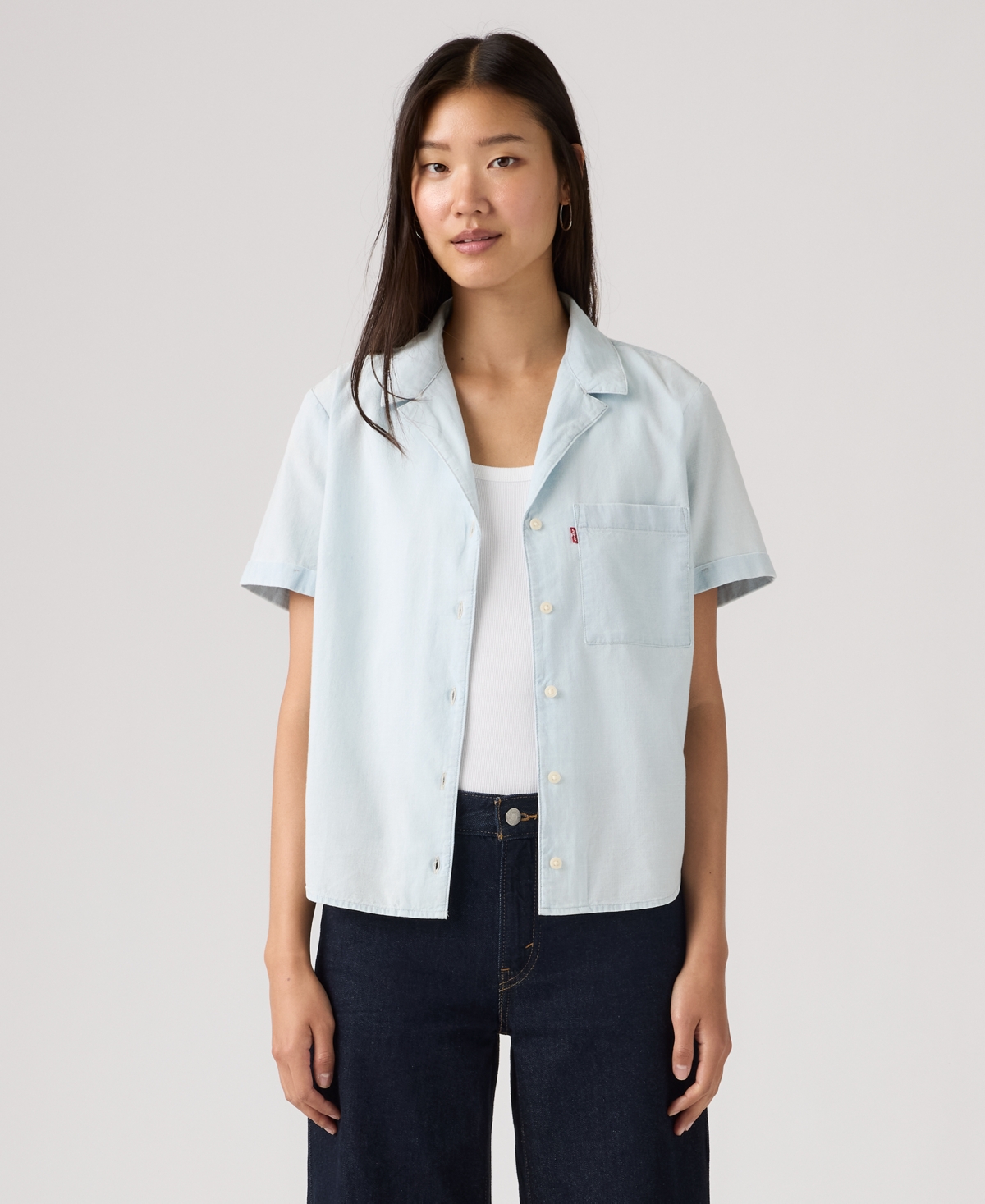 Click here for Levis Womens Printed Short-Sleeve Camp Shirt - Wat... prices
