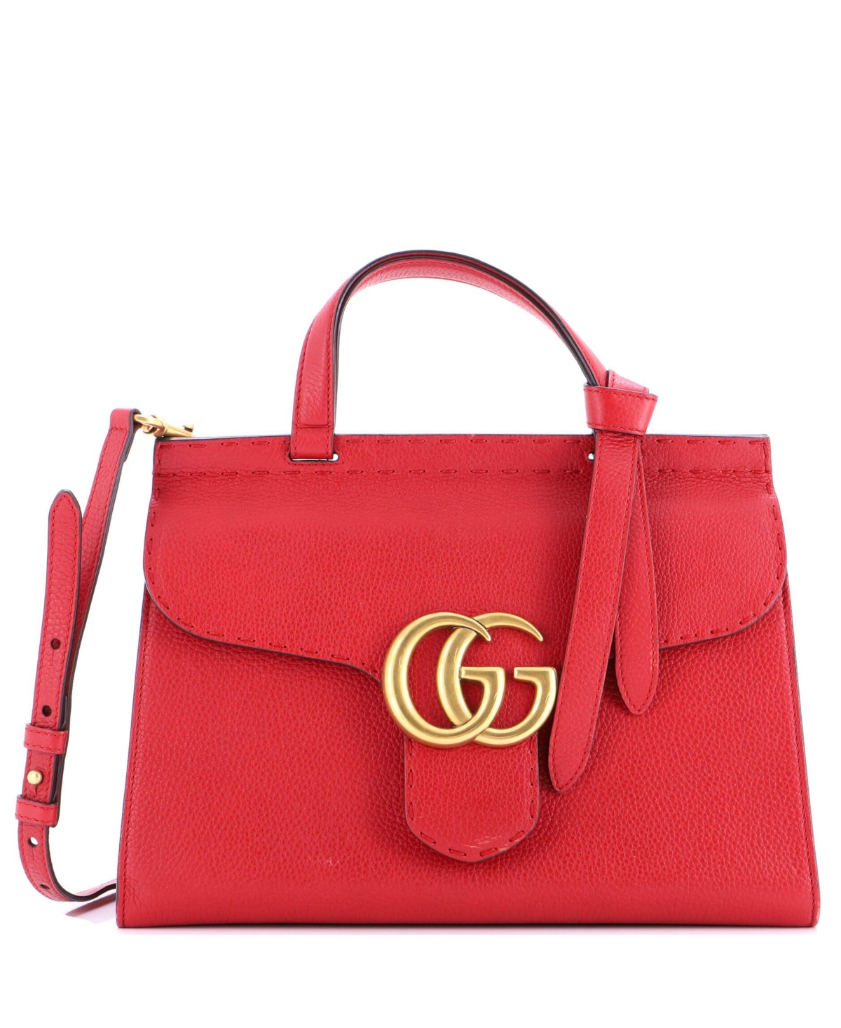 Click here for Pre-Owned Gucci Small Gg Marmont Top Handle Bag Le... prices
