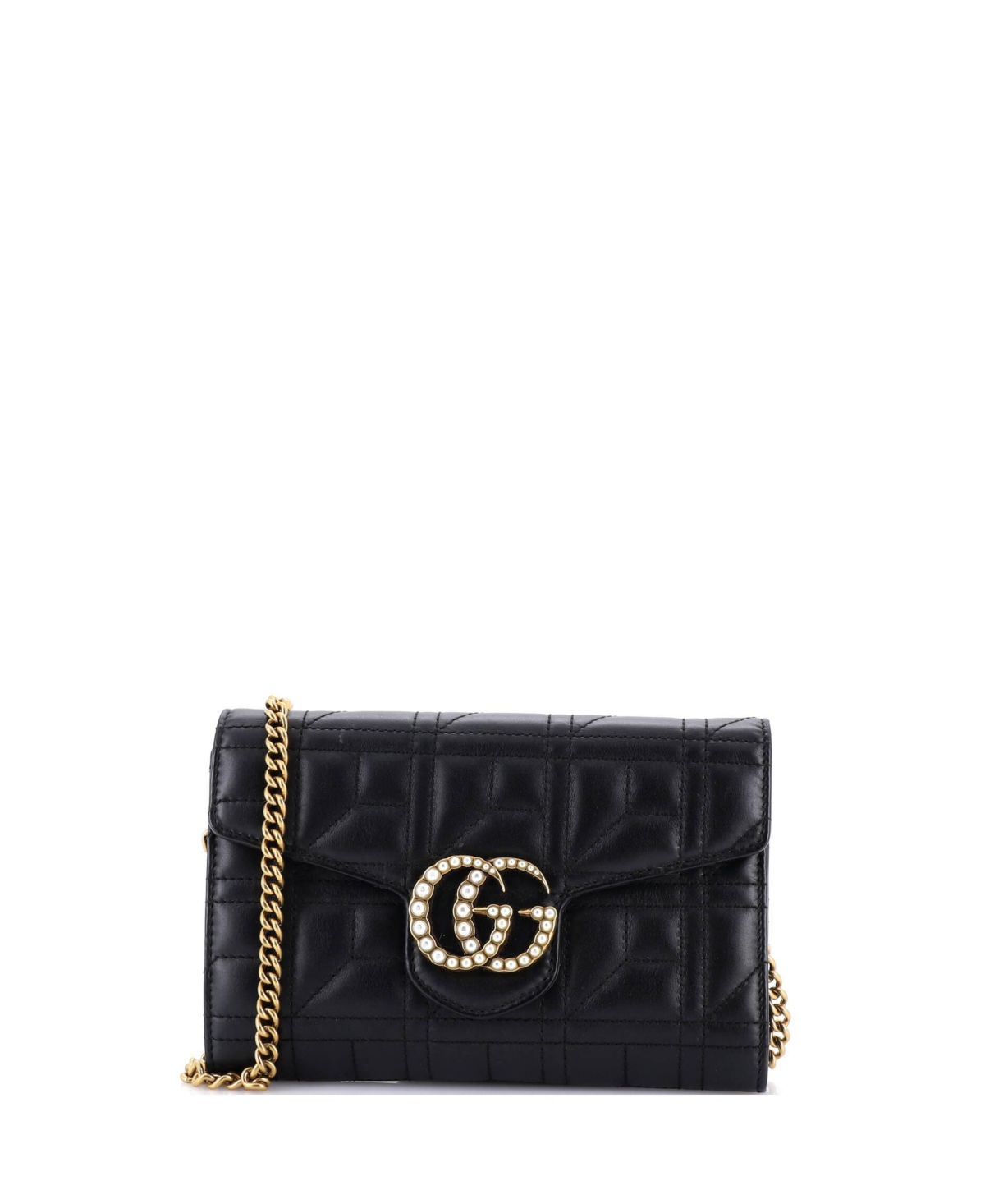 Click here for Pre-Owned Gucci Mini Pearly Gg Marmont Chain Walle... prices