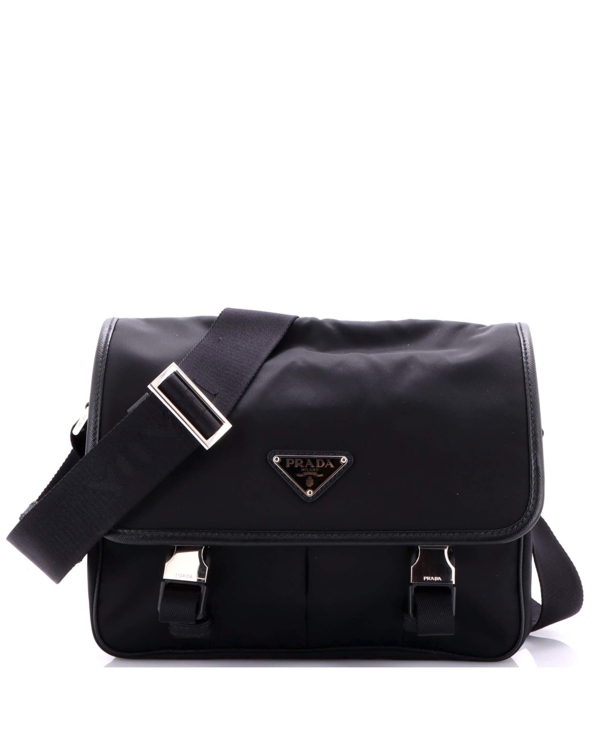 Click here for Pre-Owned Prada Medium Double Buckle Flap Messenge... prices