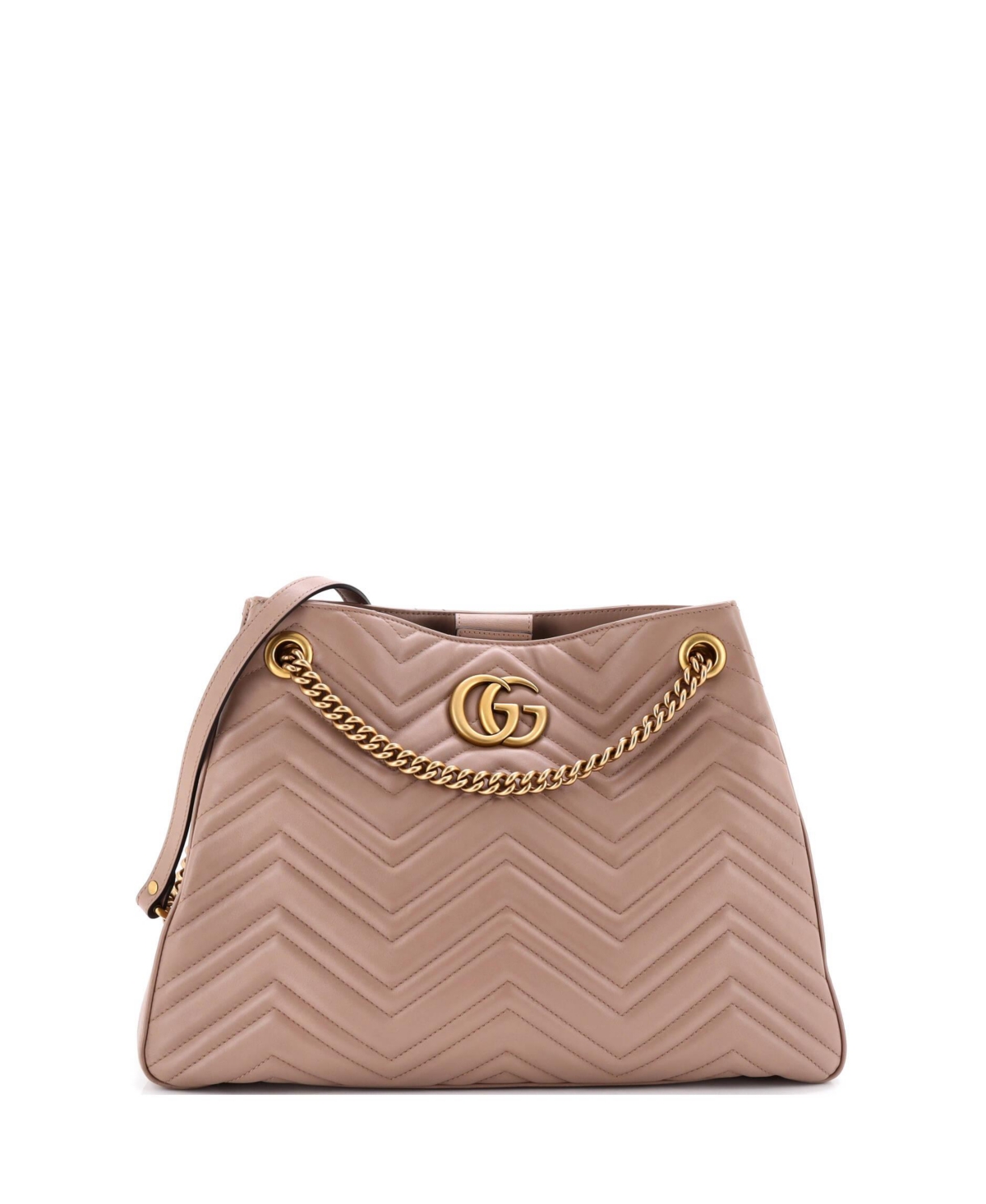 Click here for Pre-Owned Gucci Medium Gg Marmont Chain Tote Matel... prices